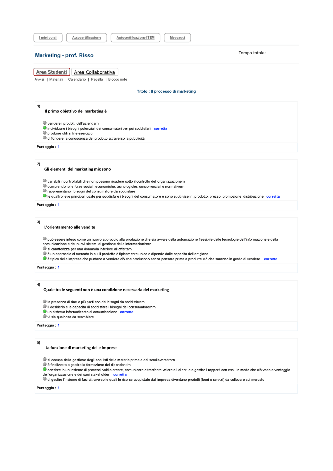 Il Processo Di Marketing Esercizi Corretti Docsity