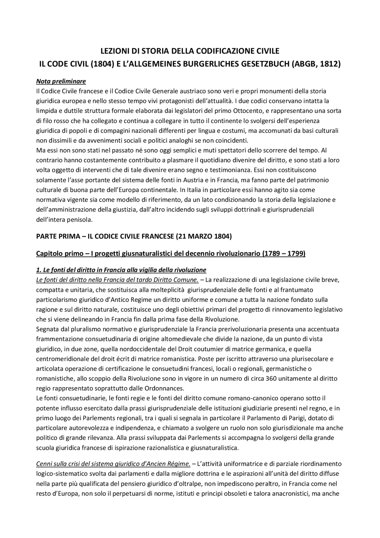 Lezioni Di Storia Della Codificazione Civile Dezza Docsity