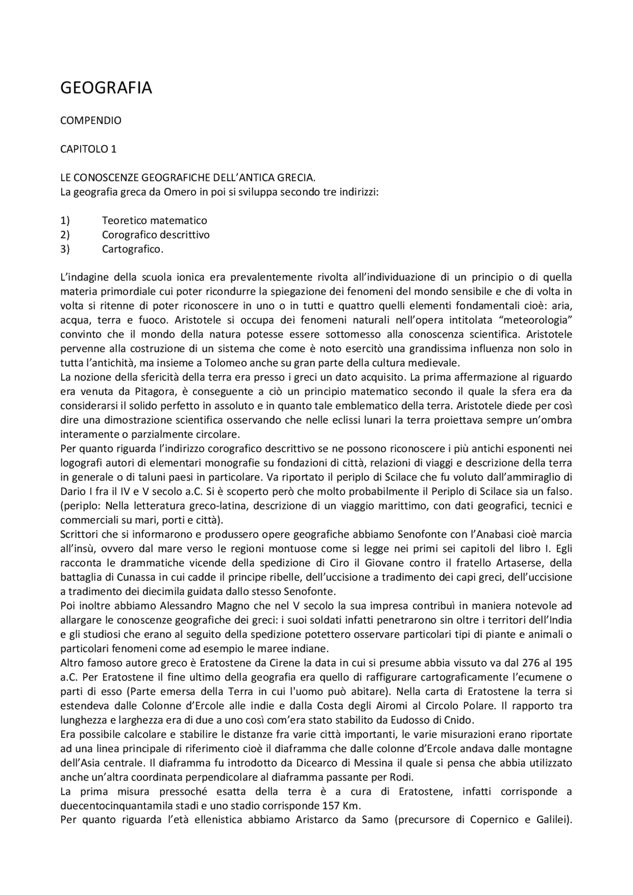 Riassunto Compendio Di Geografia Generale Docsity