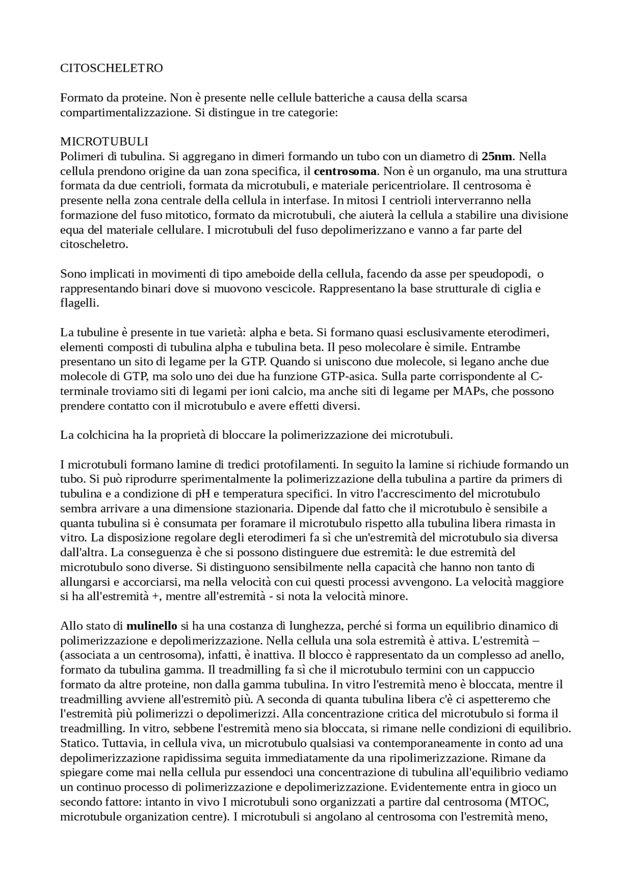 Citoscheletro Docsity
