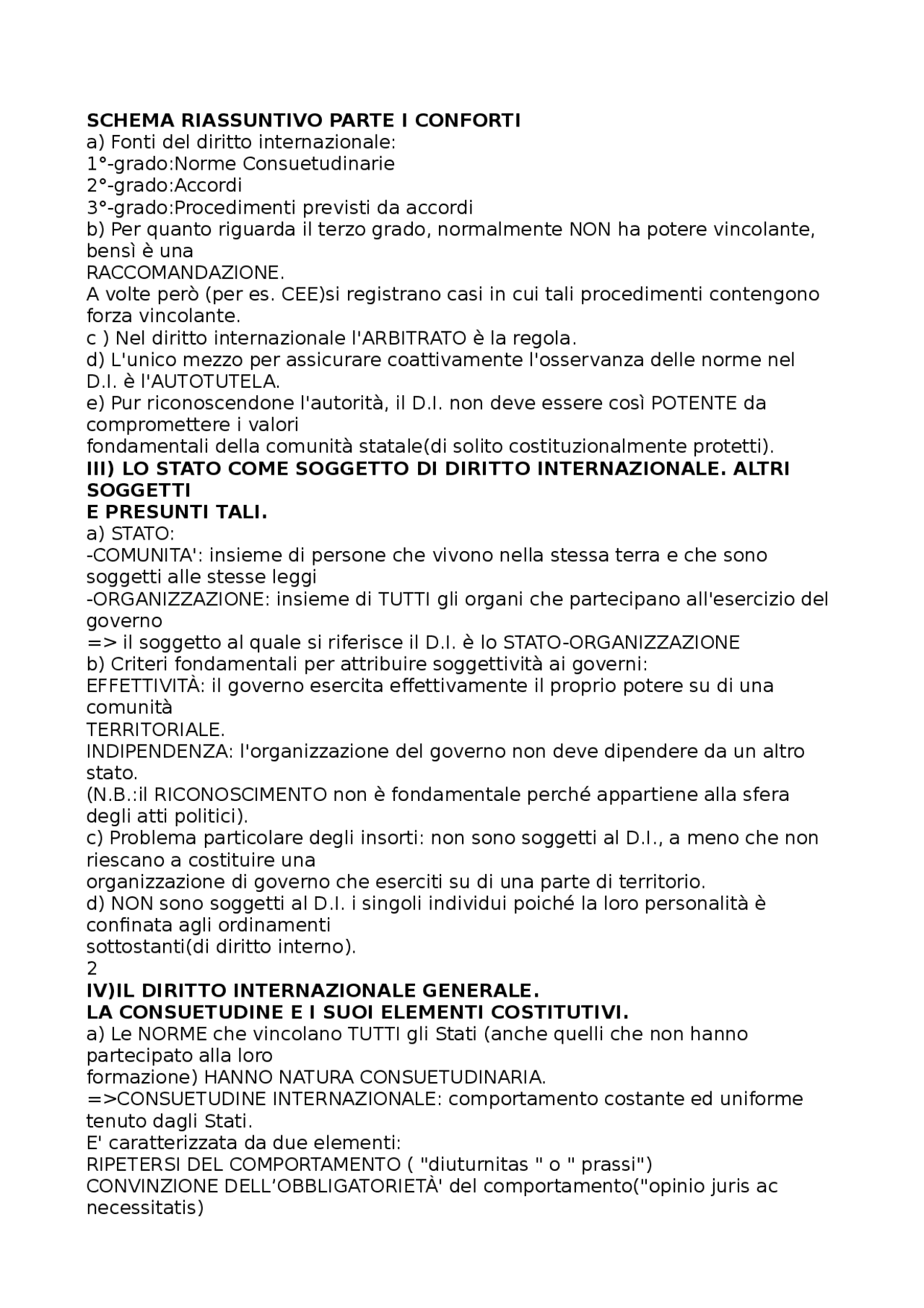Schema Riassuntivo Parte I Conforti Docsity