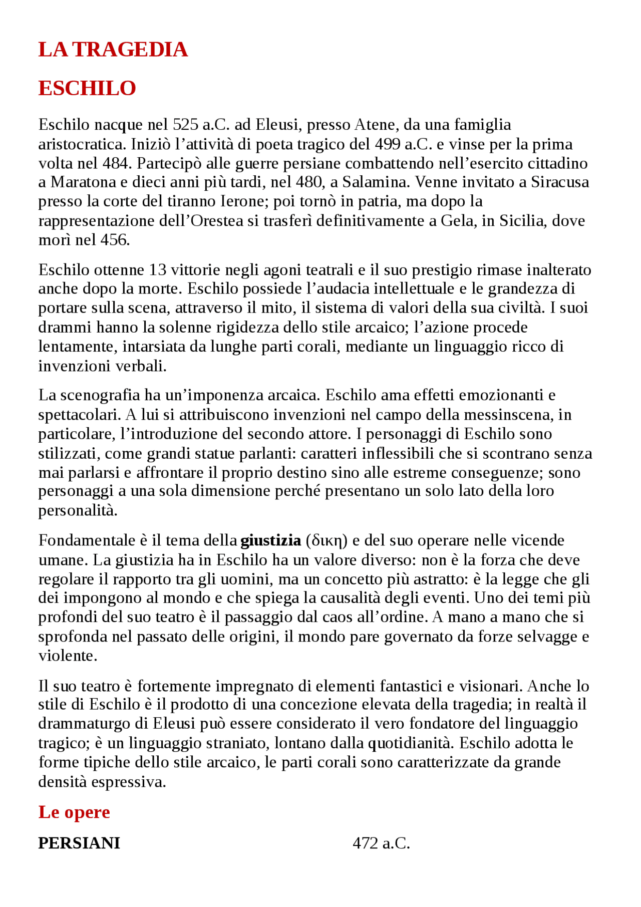 Appunti Su Eschilo Docsity