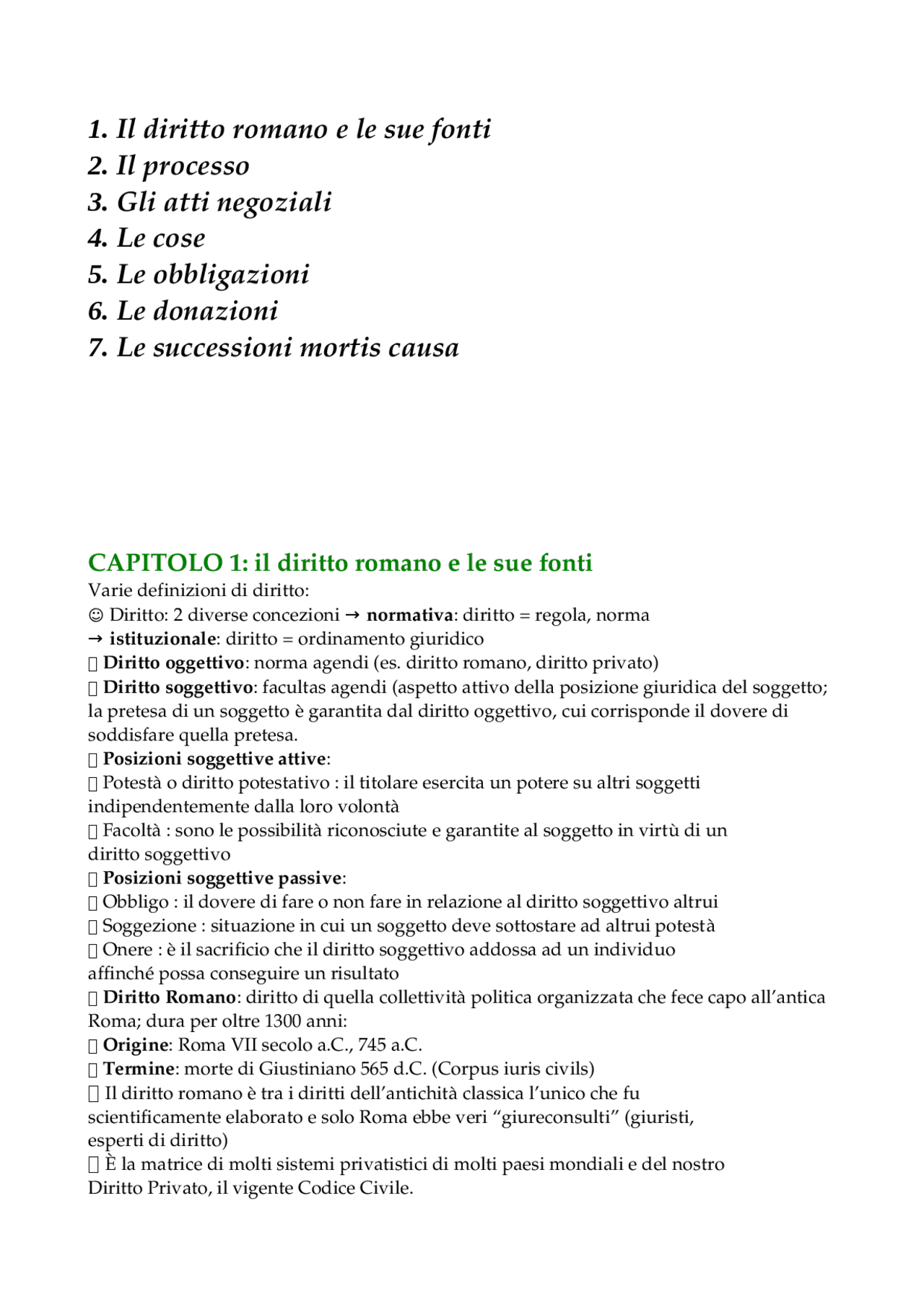 Riassunto Manuale Di Diritto Privato Romano Docsity