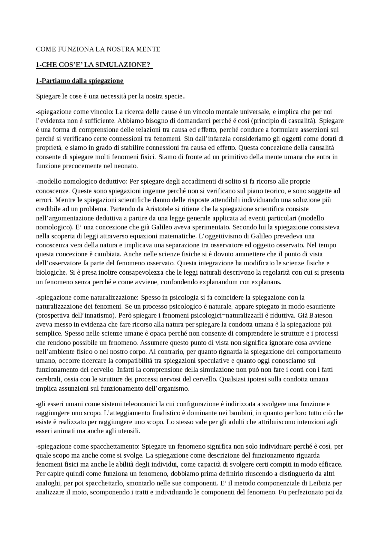 Come Funziona La Nostra Mente Docsity