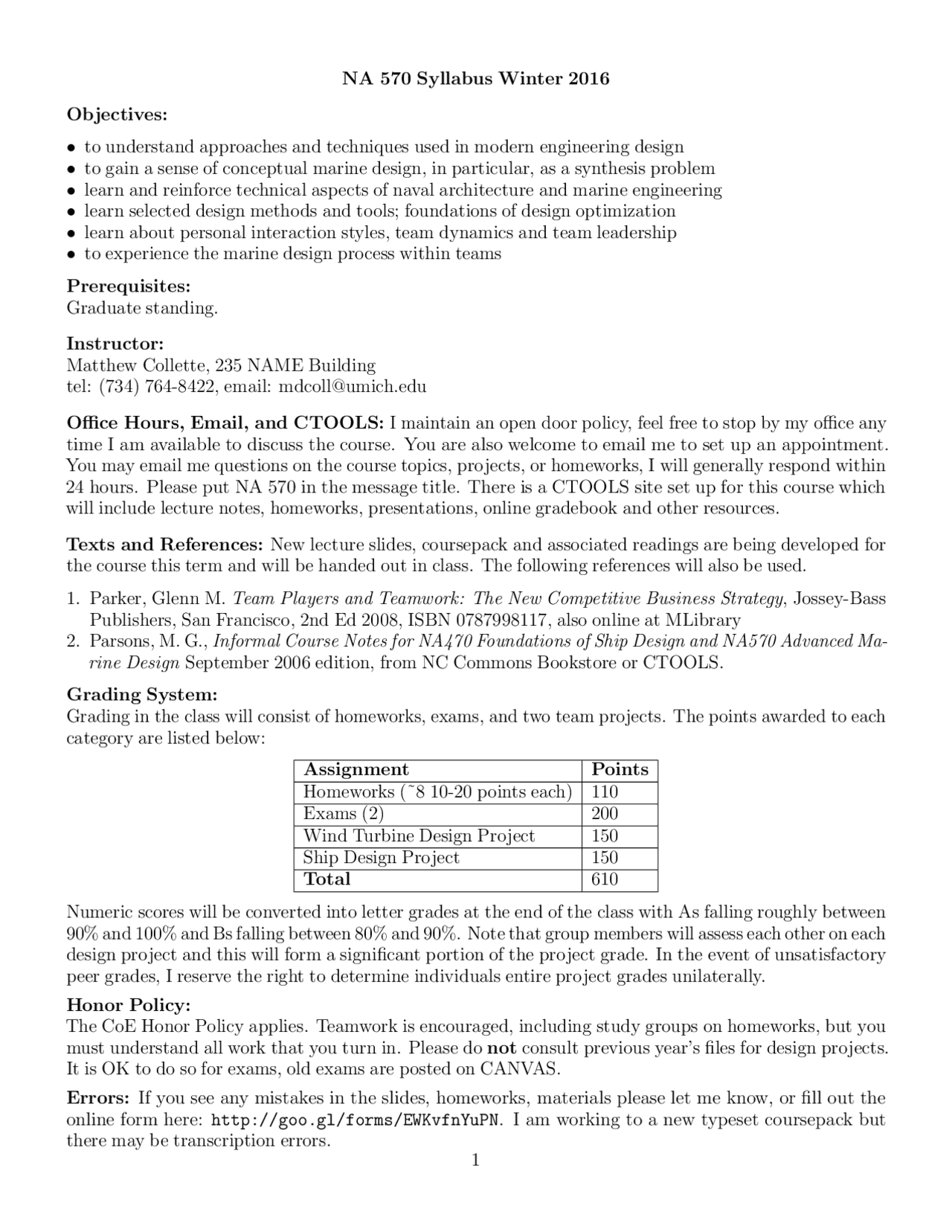Syllabus Advanced Marine Design Navarch 570 Docsity