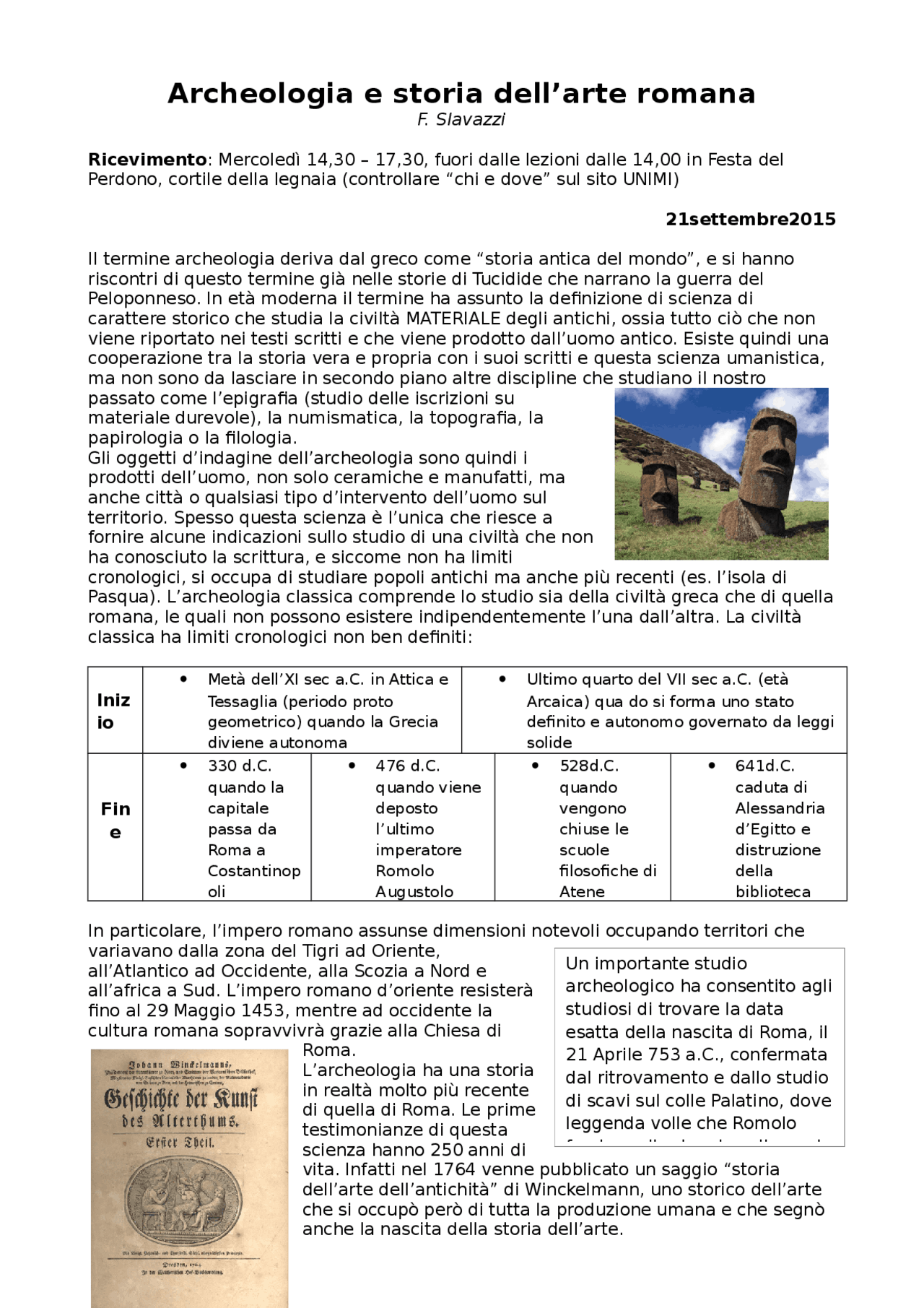 Archeologia Prime Lezioni Docsity