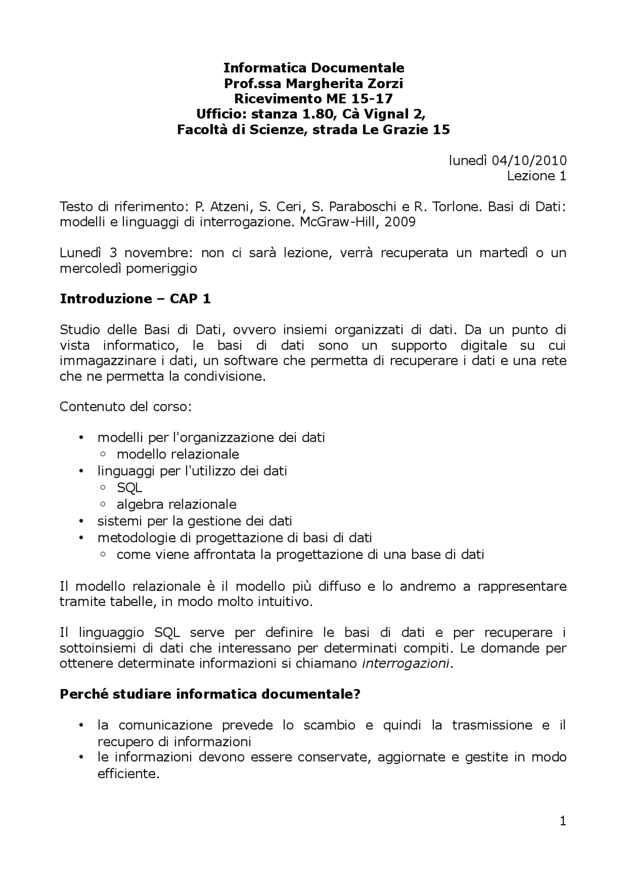 Informatica documentale slides - Docsity