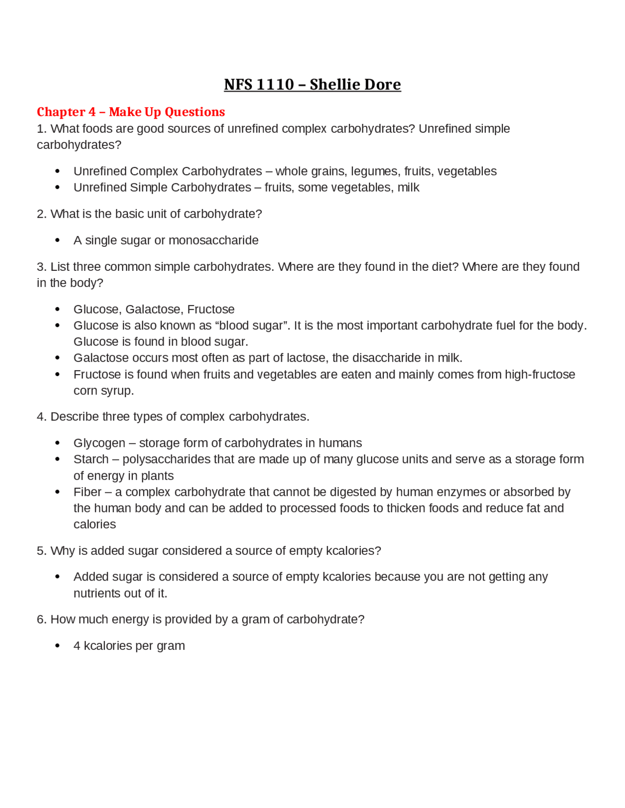 Make-up Questions for Shellie Dore - Introduction to Nutrition | HUEC ...