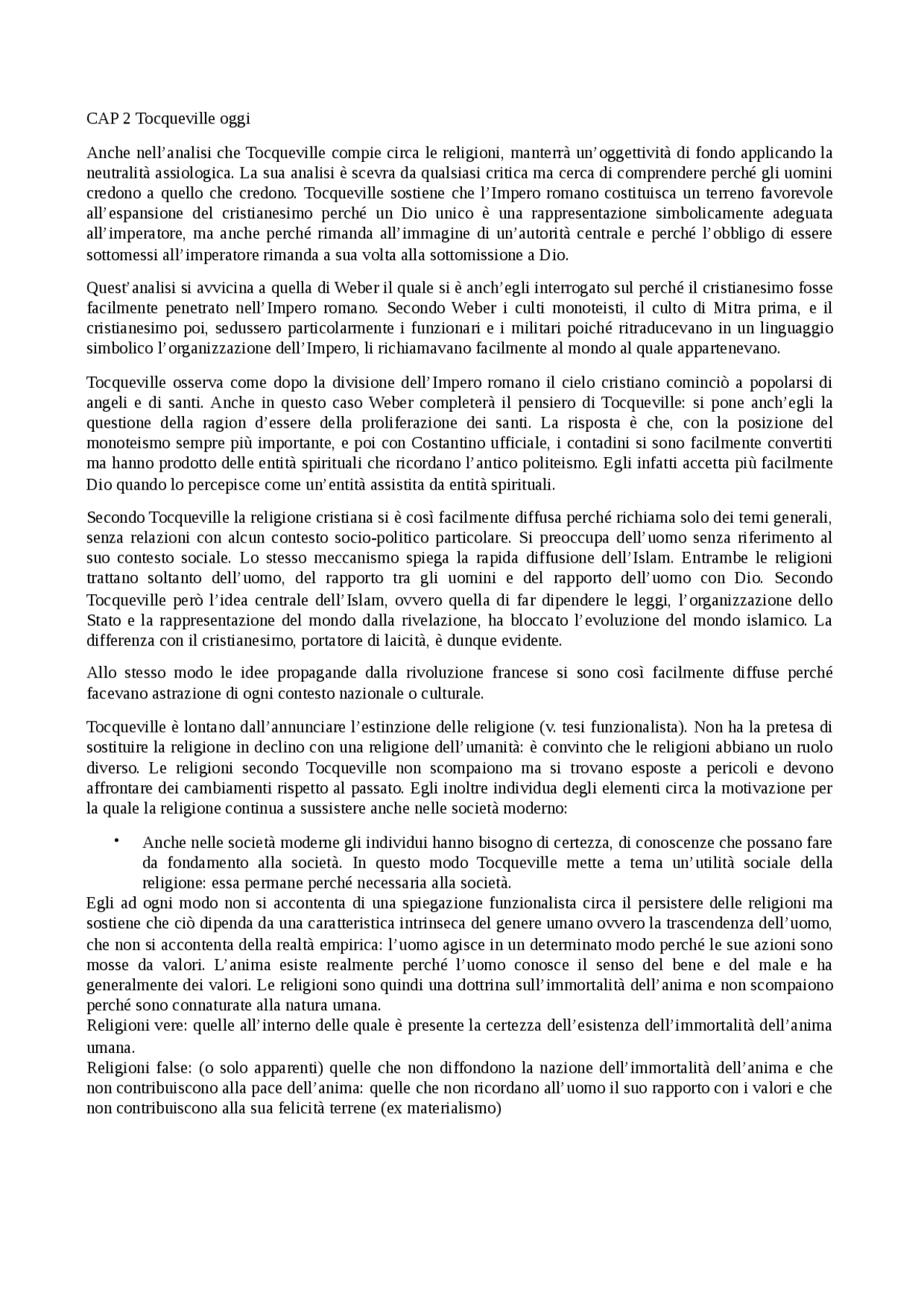 Cap 2 Tocqueville Oggi Docsity