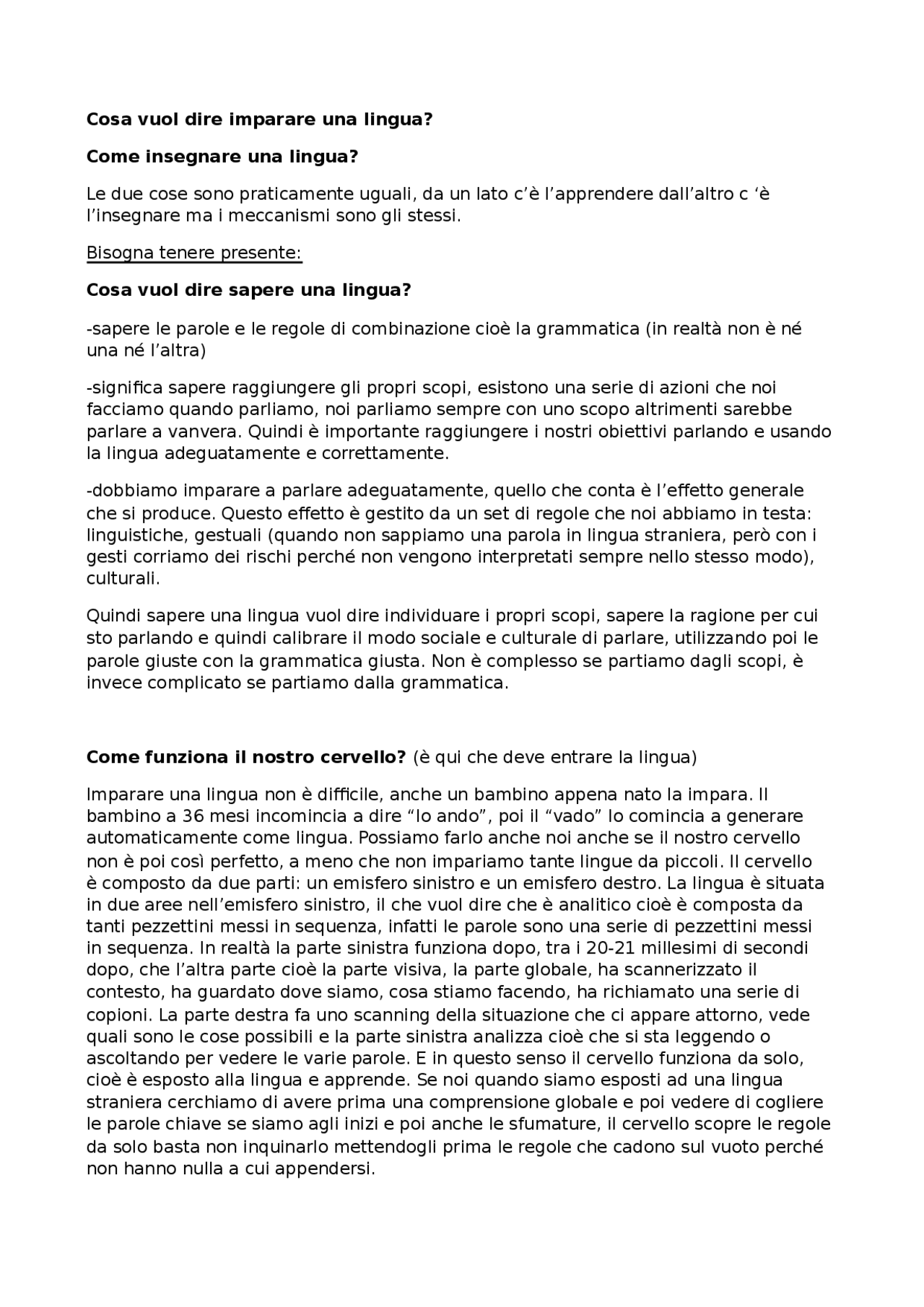 Appunti Glottodidattica Docsity