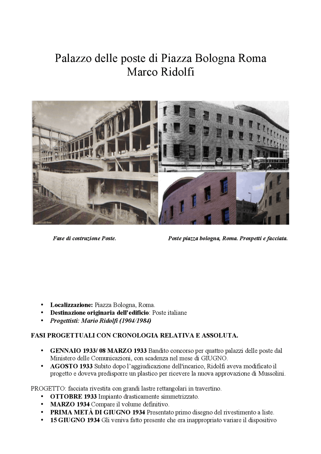 Palazzo delle poste di piazza bologna a roma di mario ridolfi | Tesine ...