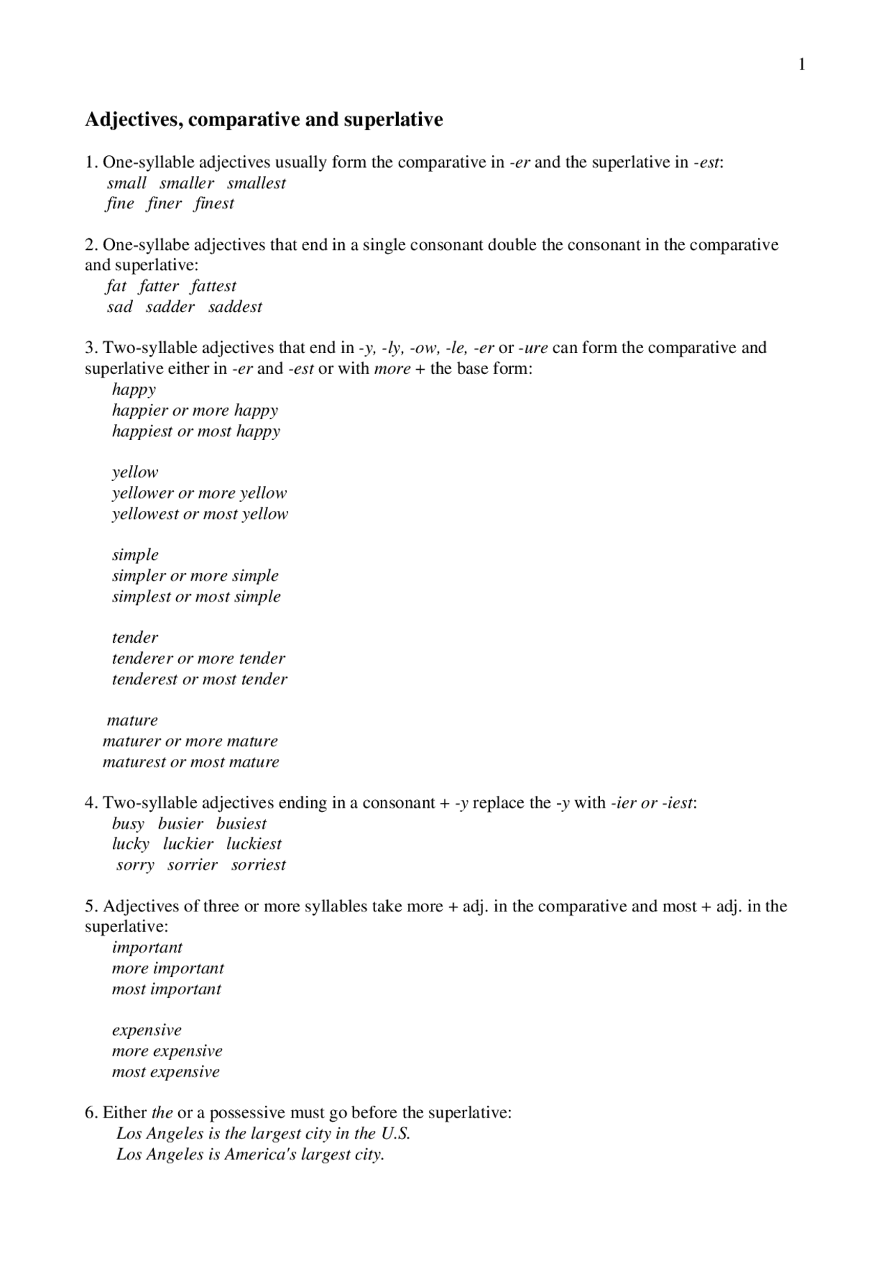 Notes on making comparisons - Docsity