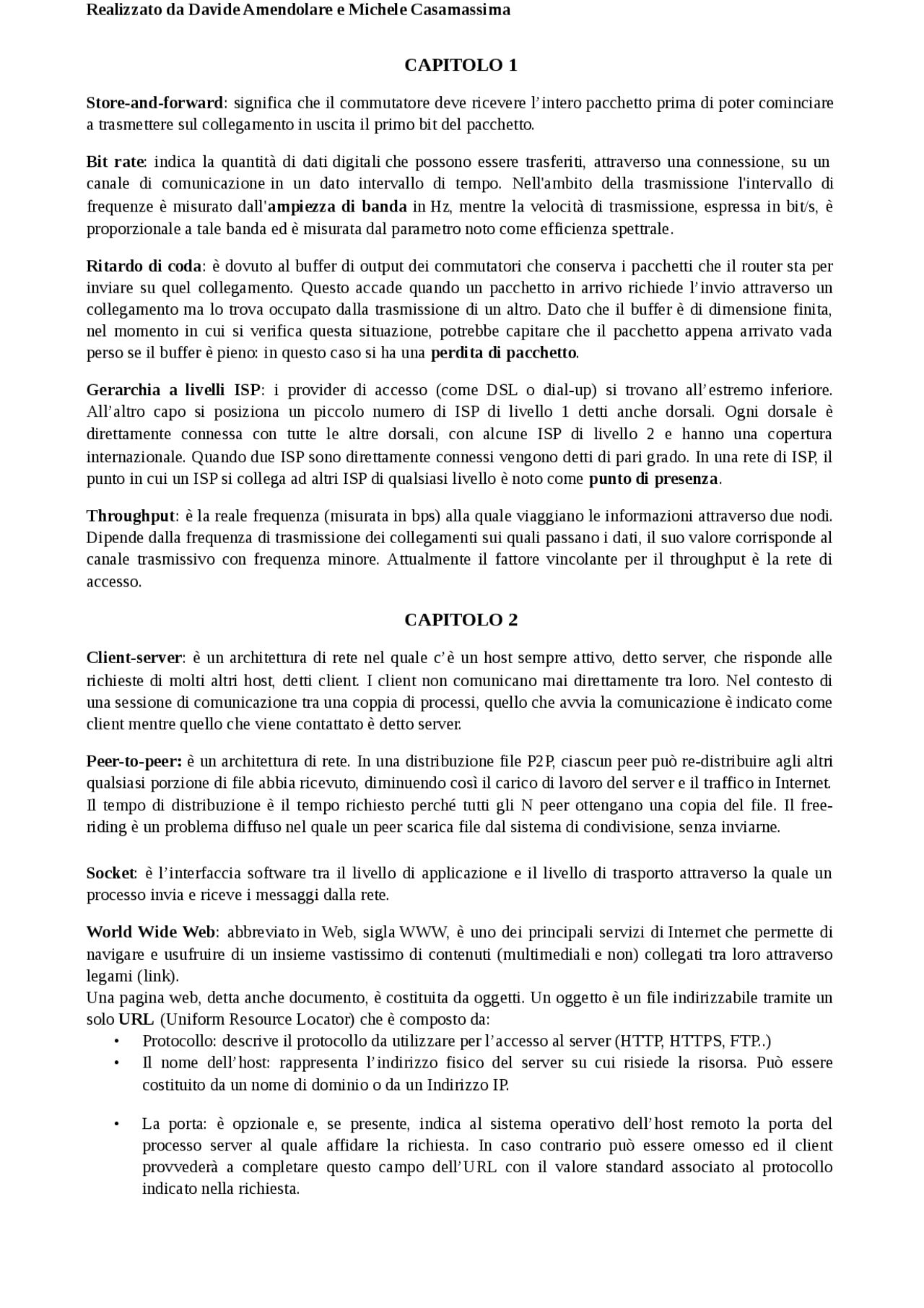 Reti Di Calcolatori Appunti Docsity