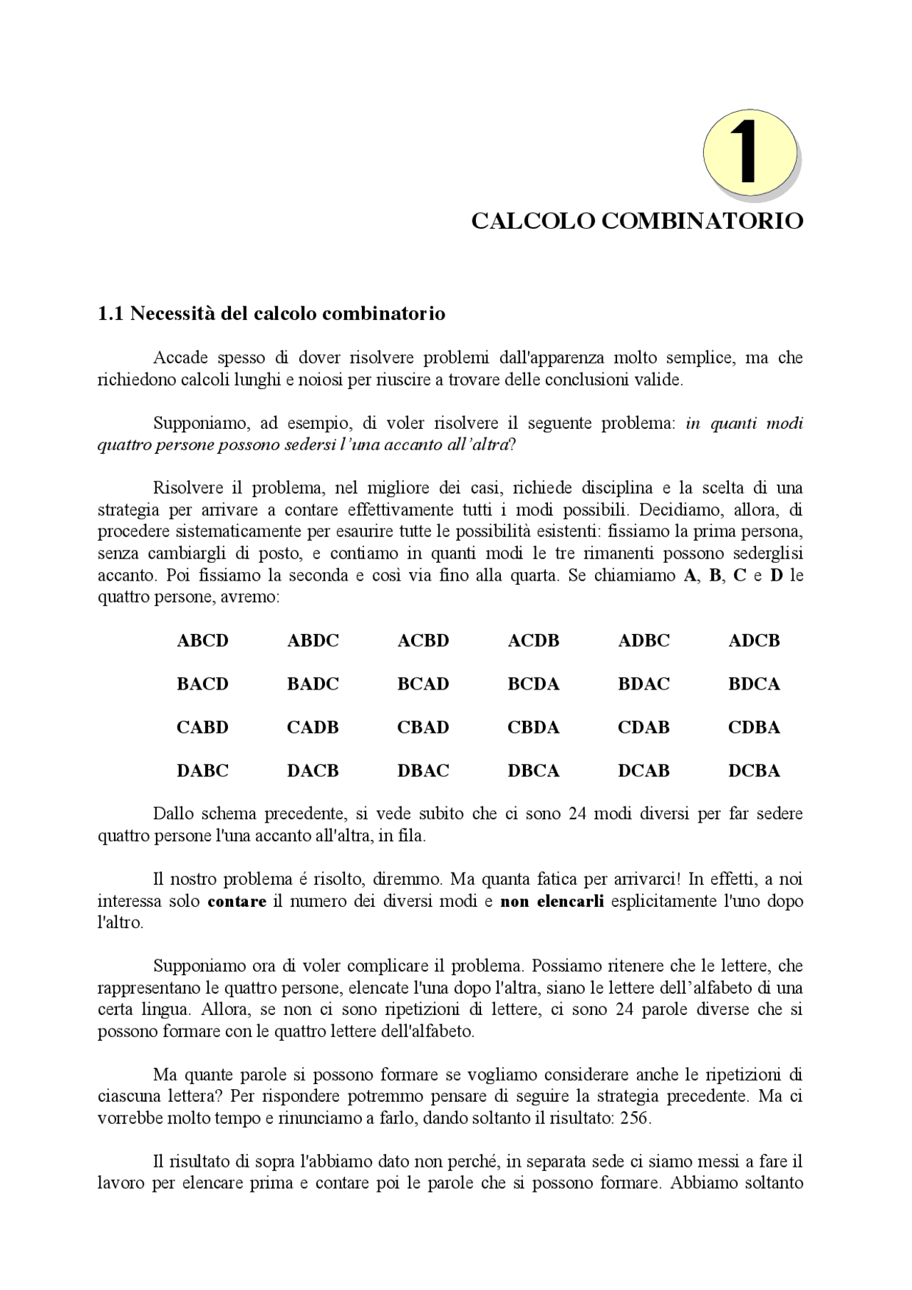 Calcolo Combinatorio Docsity