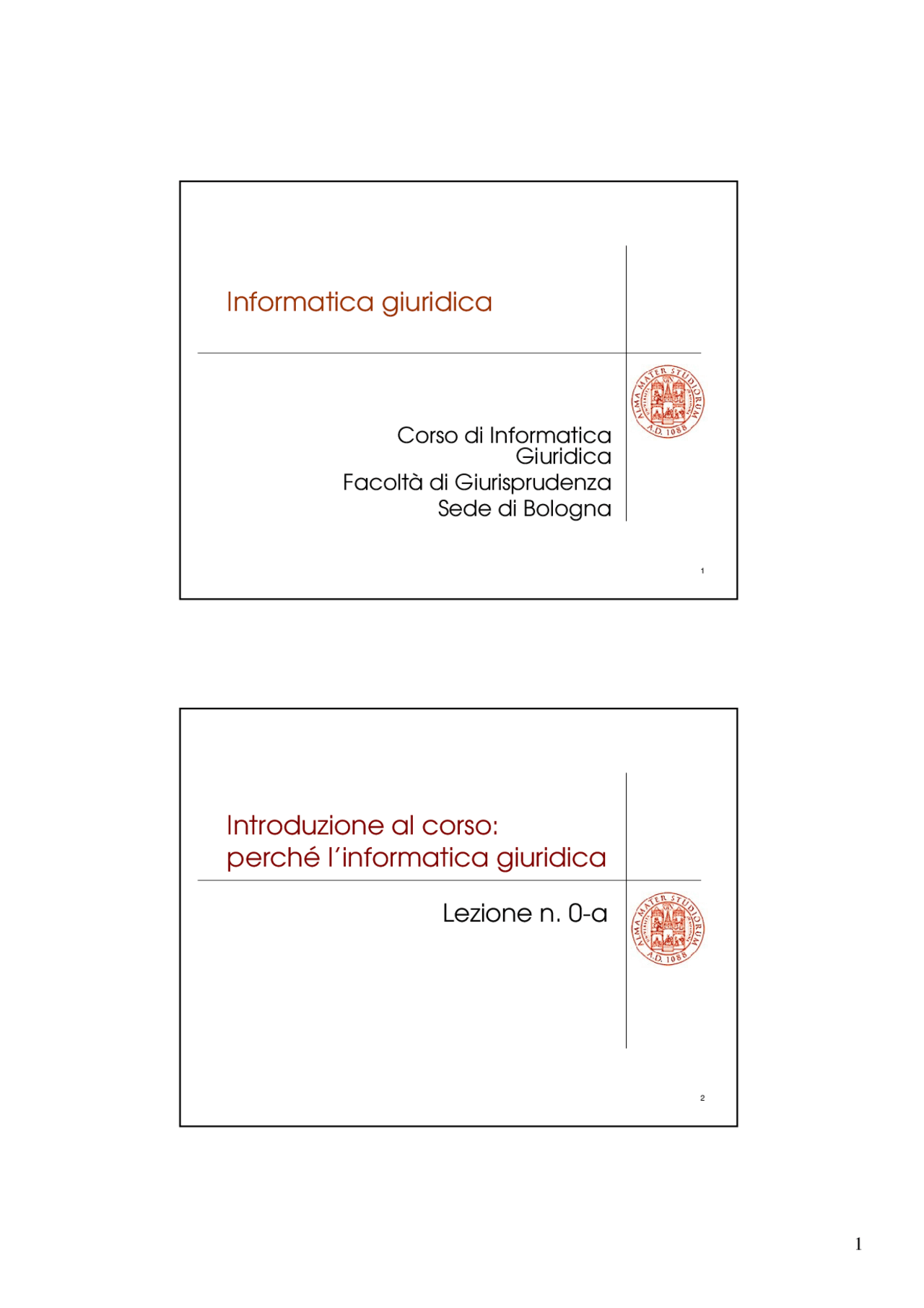 Informatica Giuridica Unibo Slide Di Informatica Giuridica Docsity