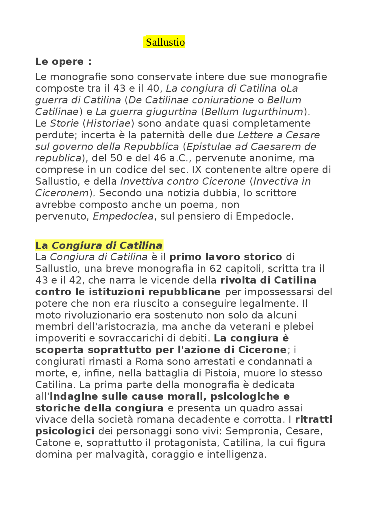 Sallustio Docsity