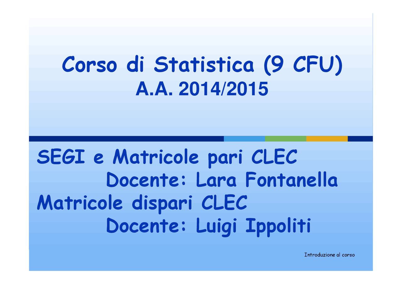 Statistica slides (cap.1 19) - Docsity