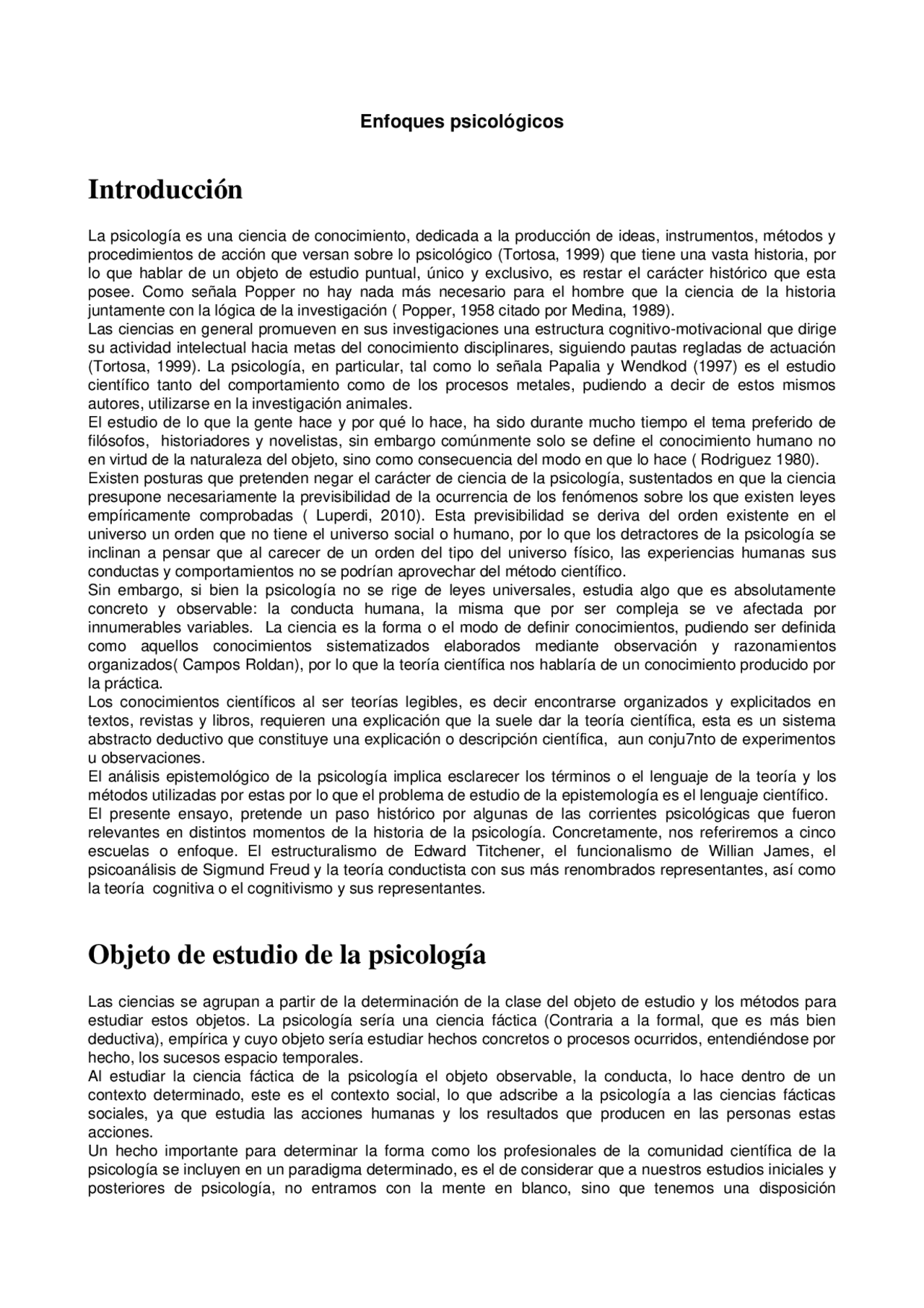Apuntes Sobre Los Enfoques Psicológicos Docsity
