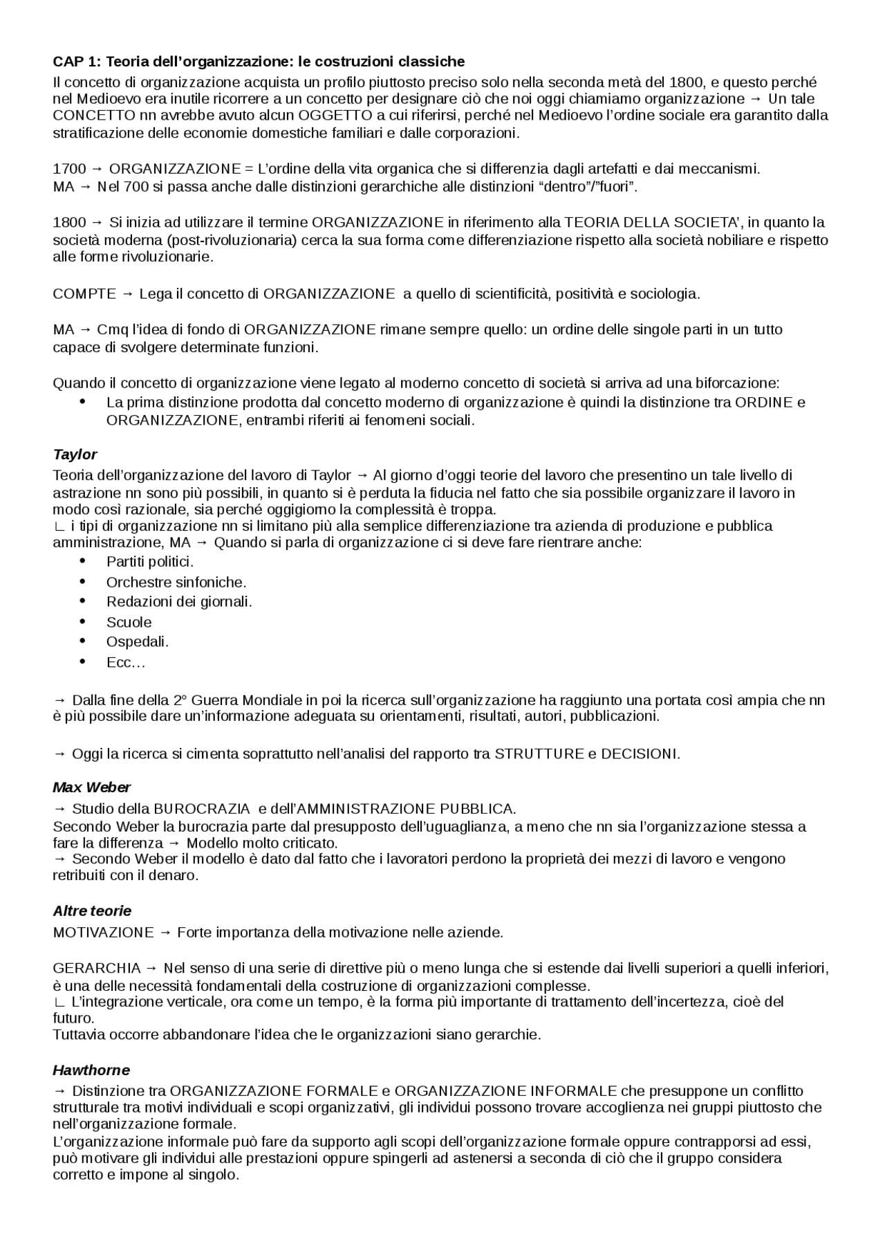 Organizzazione E Decisione Riassunti Docsity