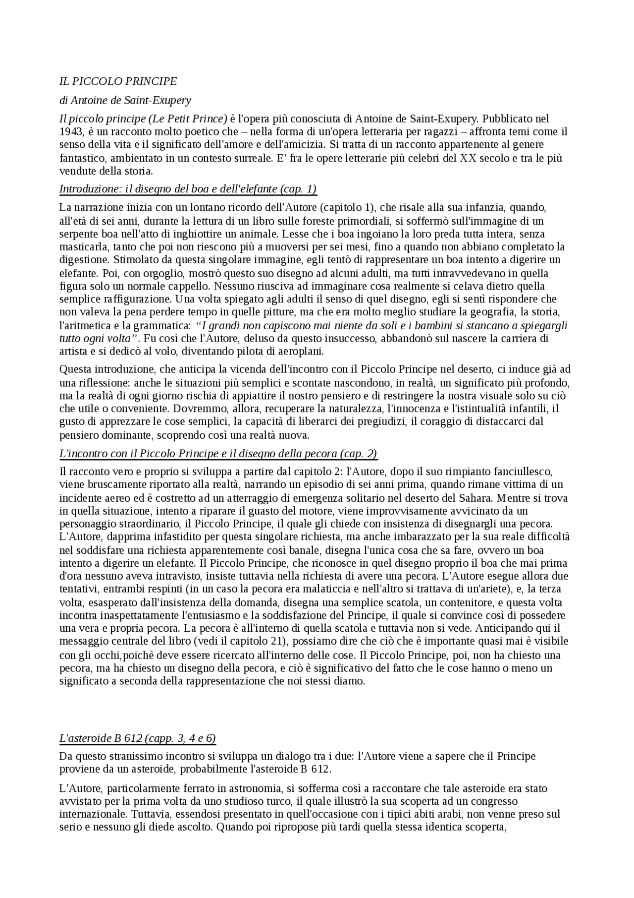 Il Piccolo Principe Docsity