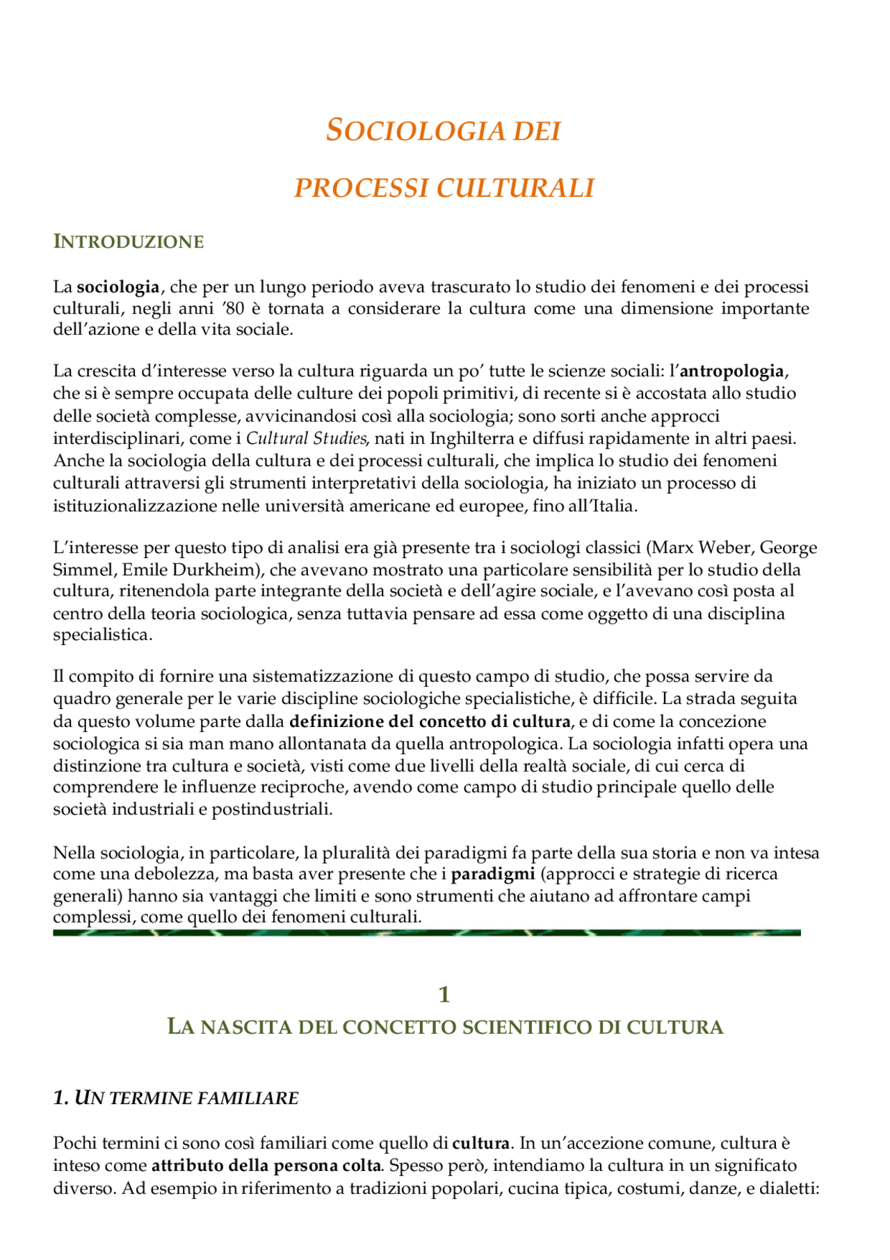 Manuale Di Sociologia Dei Processi Culturali E Comunicativi Docsity