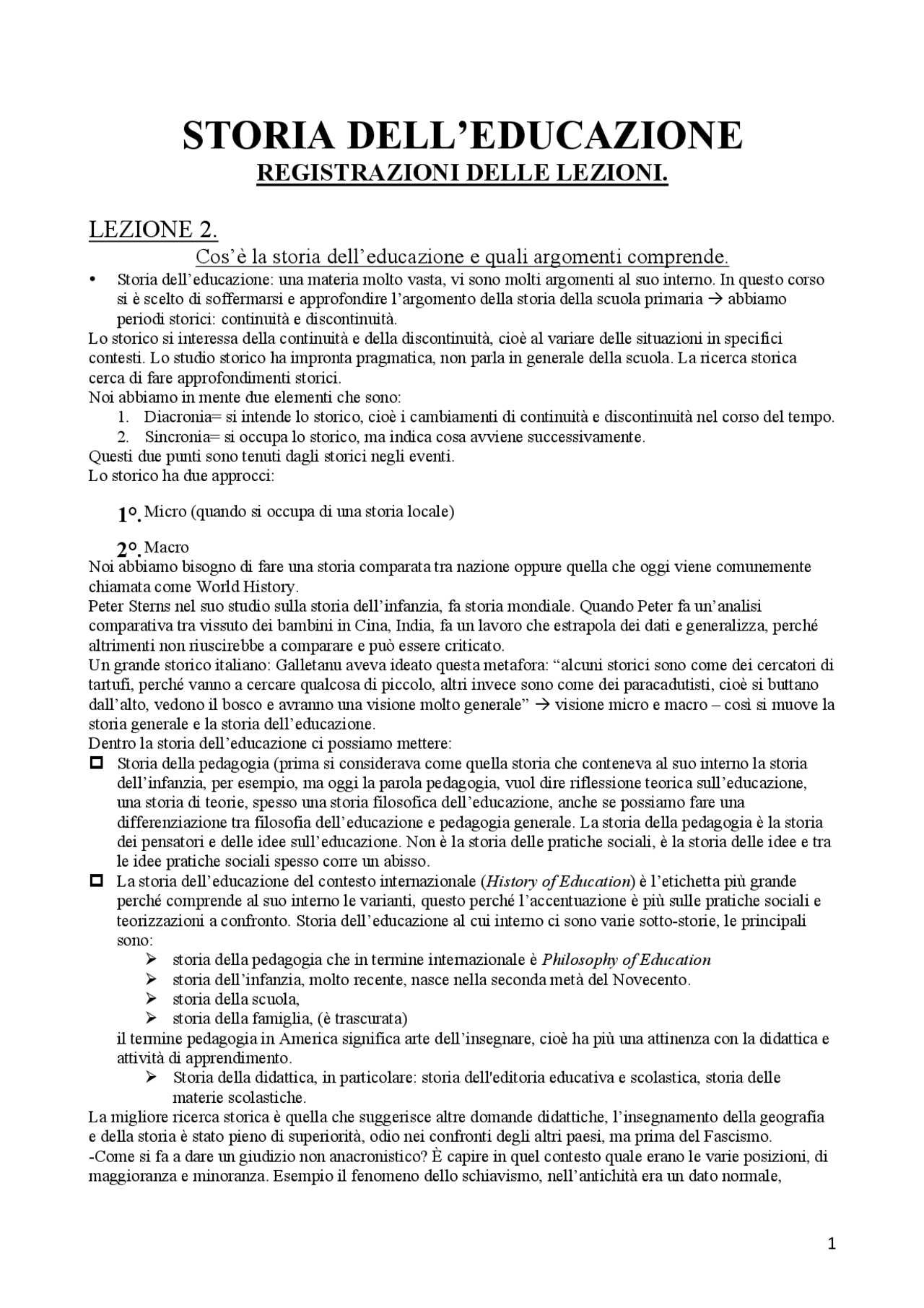 Storia Delleducazione Docsity