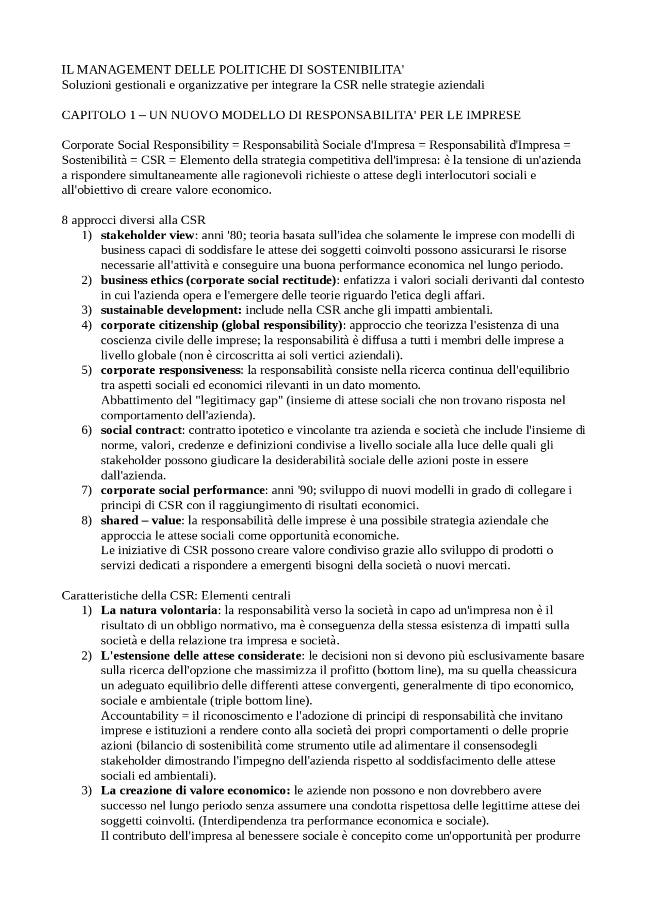 Matteo Pedrini - Il management delle politiche di sostenibilità (soluzioni gestionali e ...