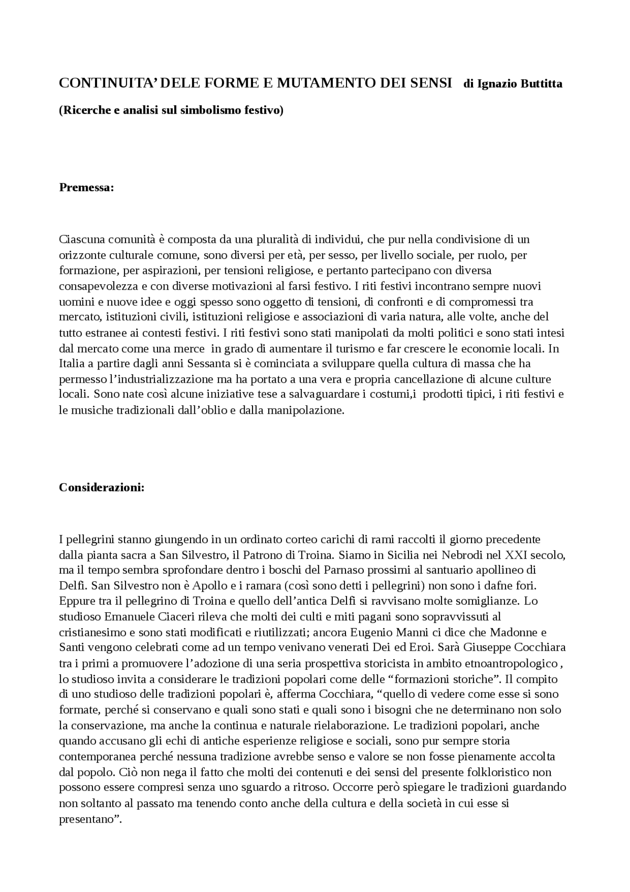 Continuità Delle Forme E Mutamento Dei Sensi Docsity