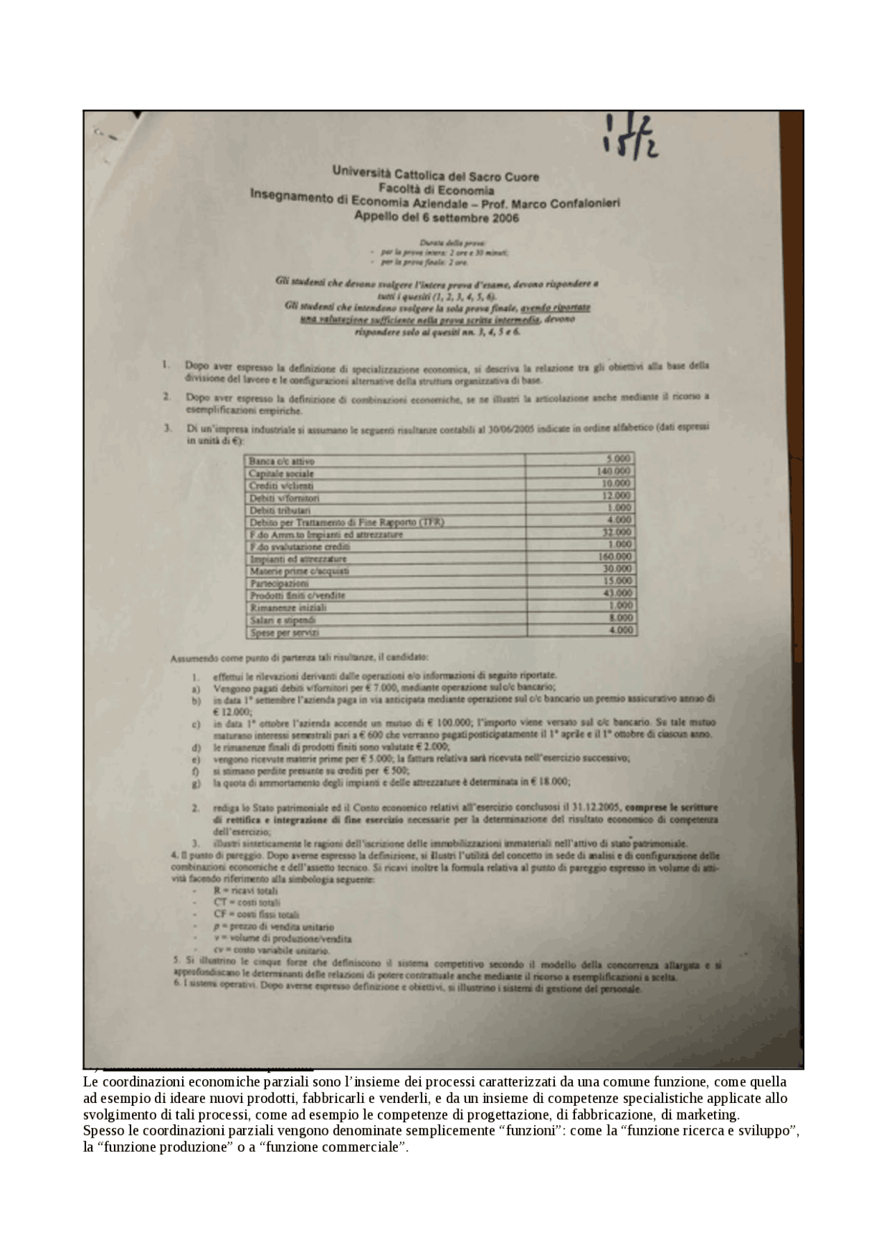 Economia Aziendale Con Prove Desame Docsity