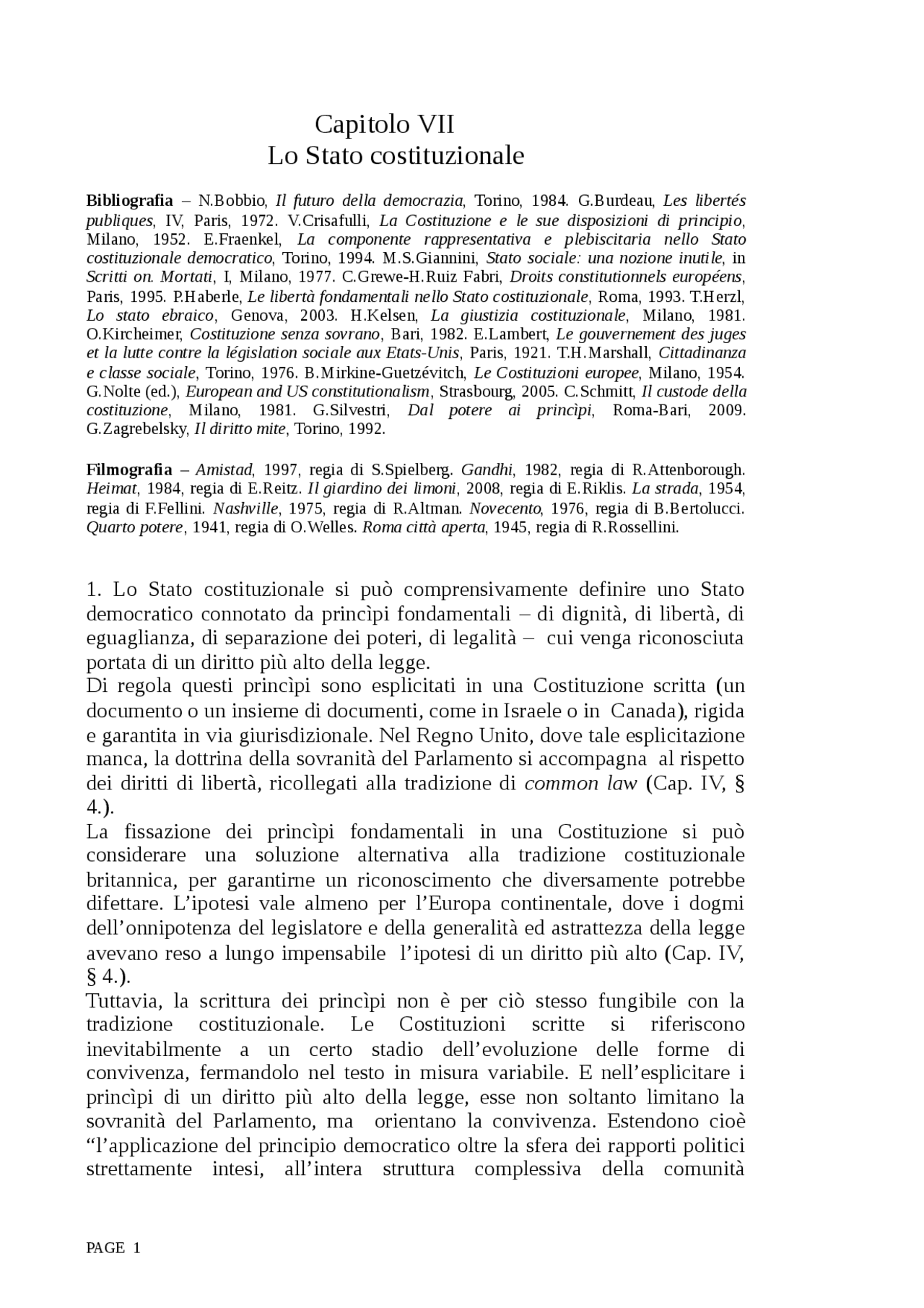 Stato Costituzionale Docsity