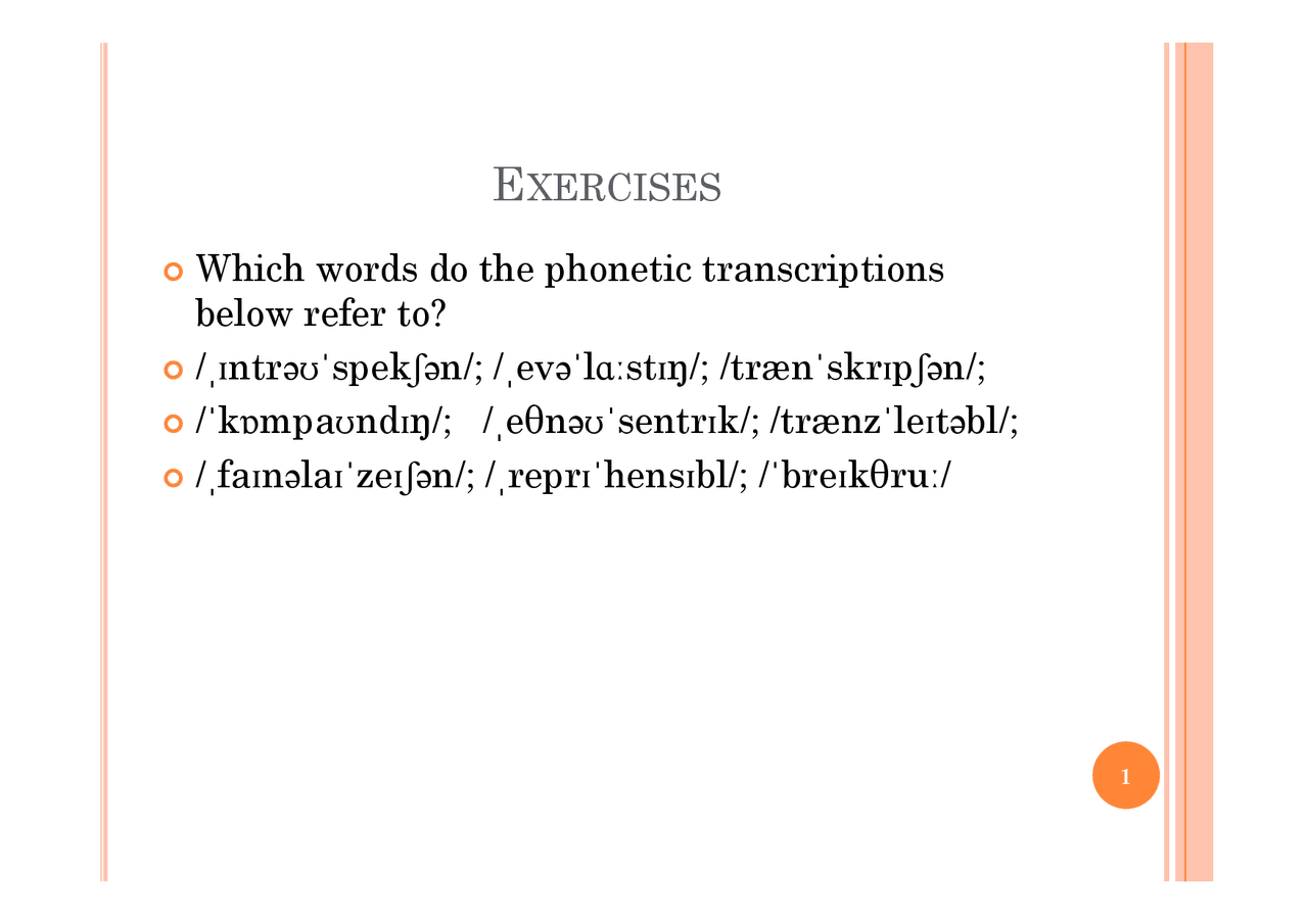 English I Lesson 2 Slide Di Lingua Inglese Docsity