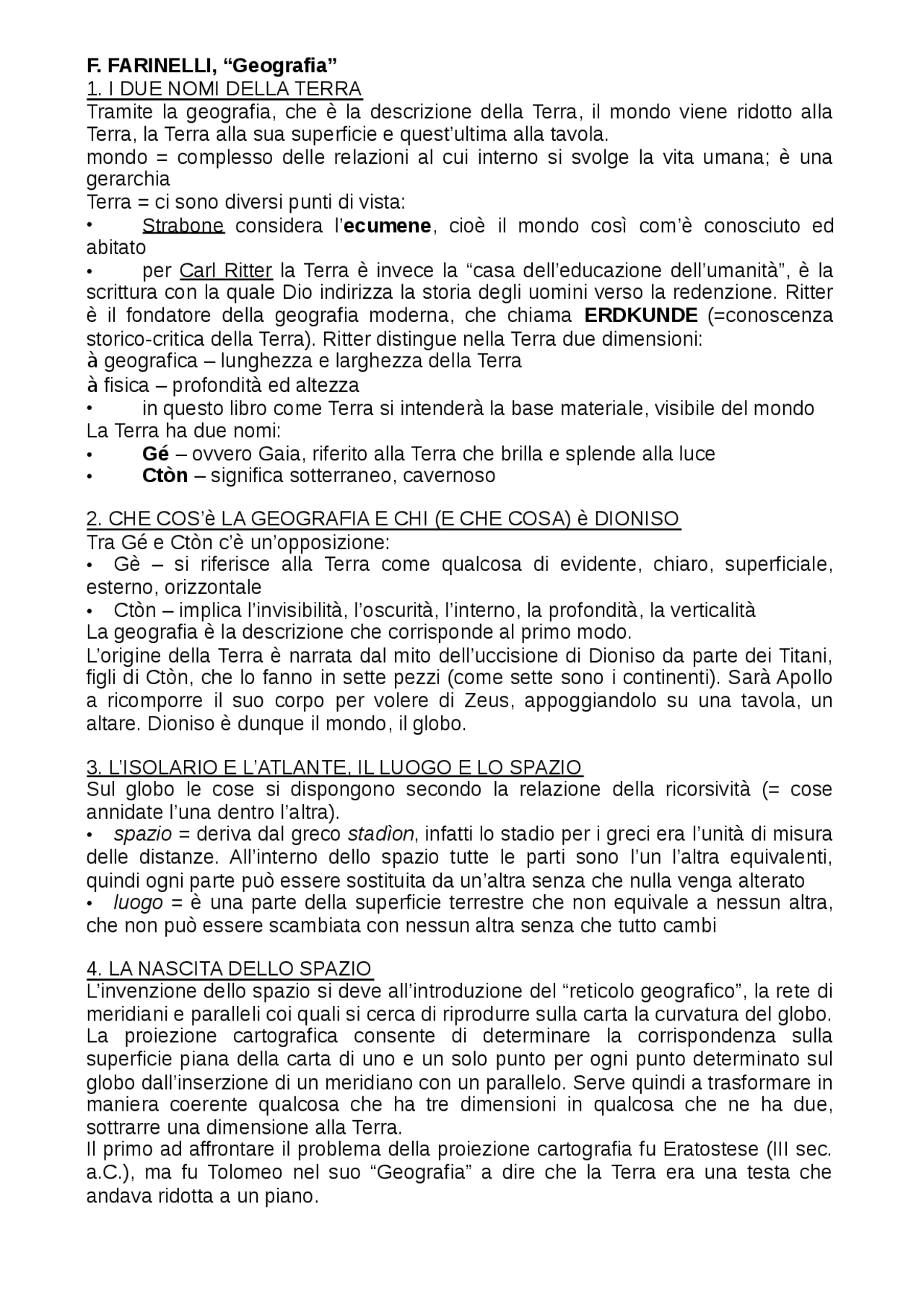 Geografia Franco Farinelli Docsity