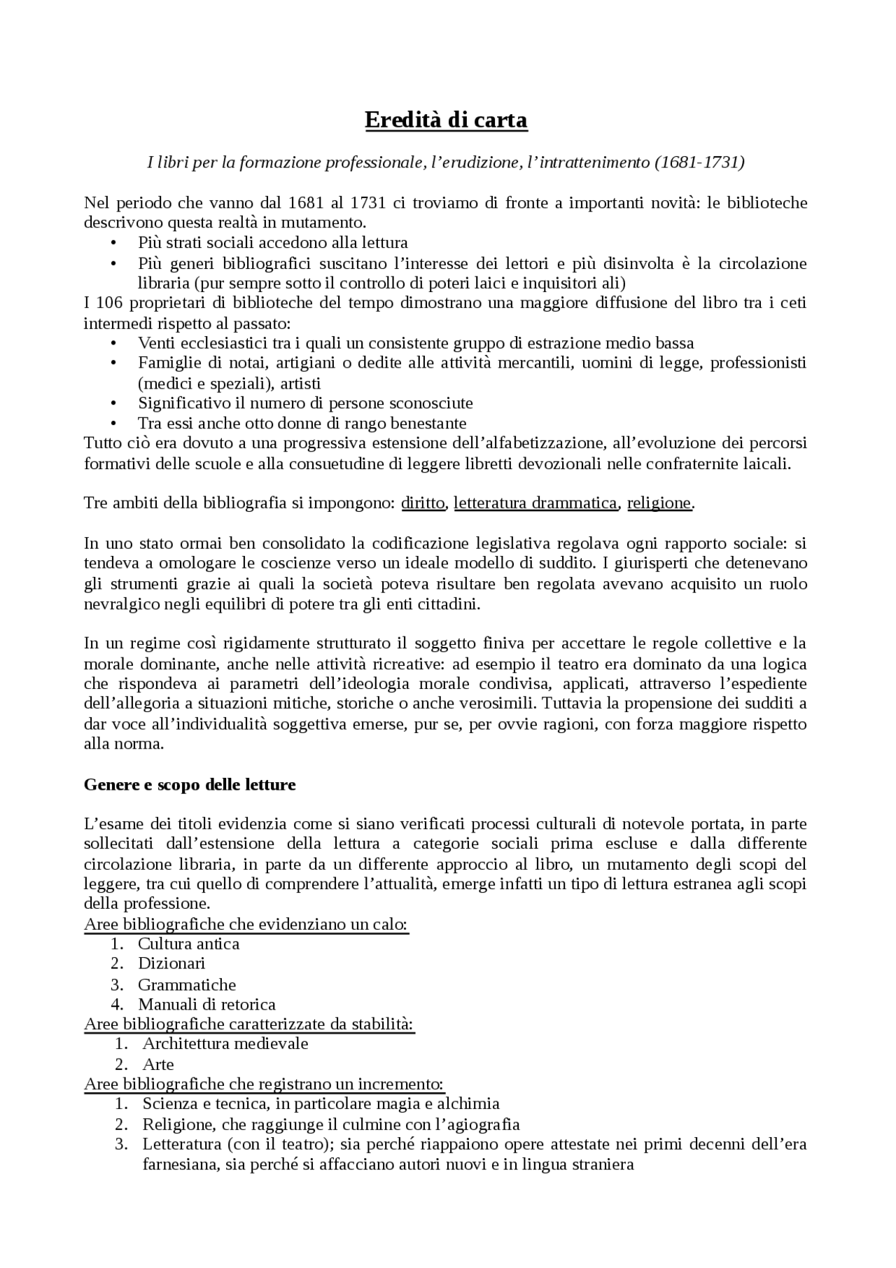 Eredità Di Carta Docsity
