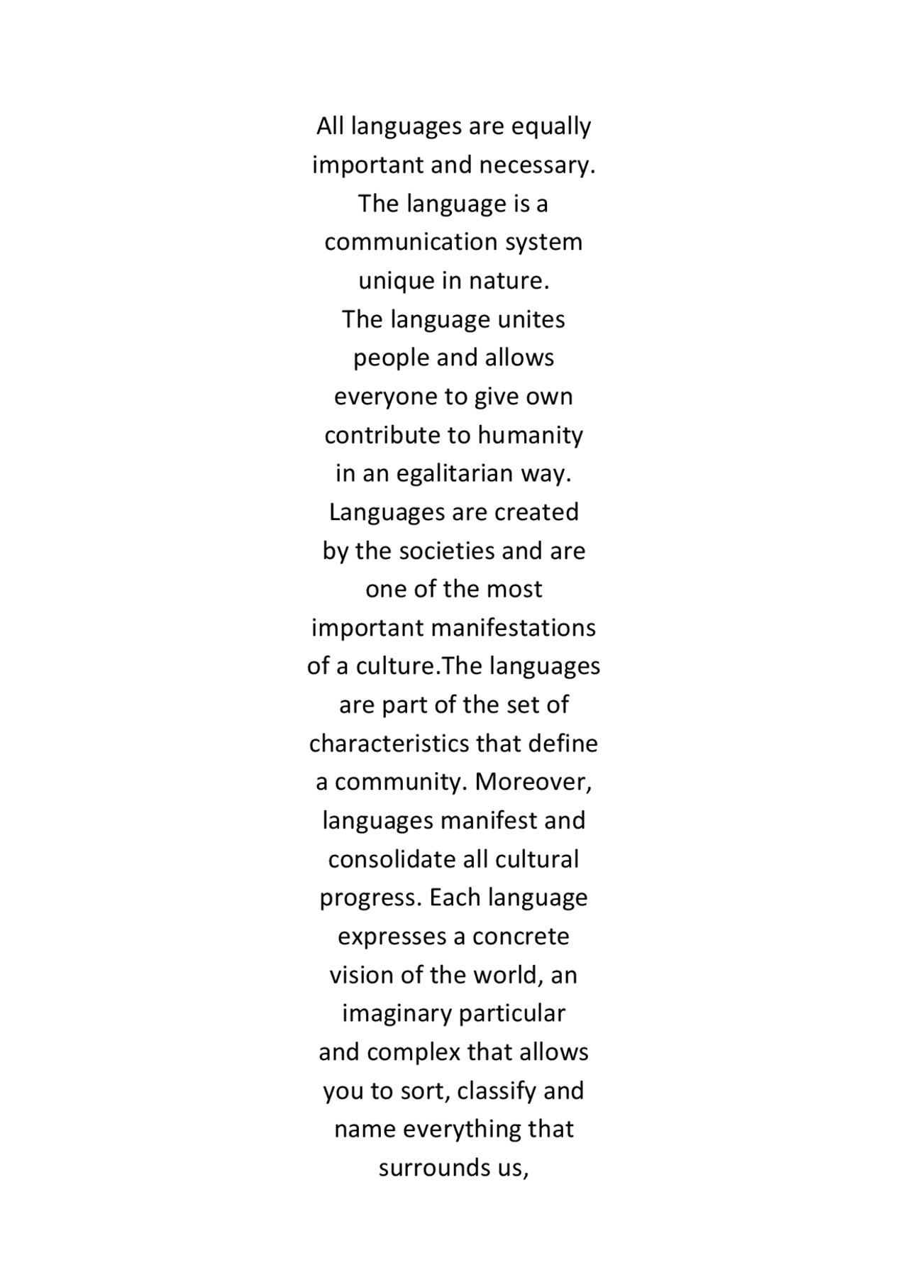 The importance of languages in the world(pdf in inglese) - Docsity