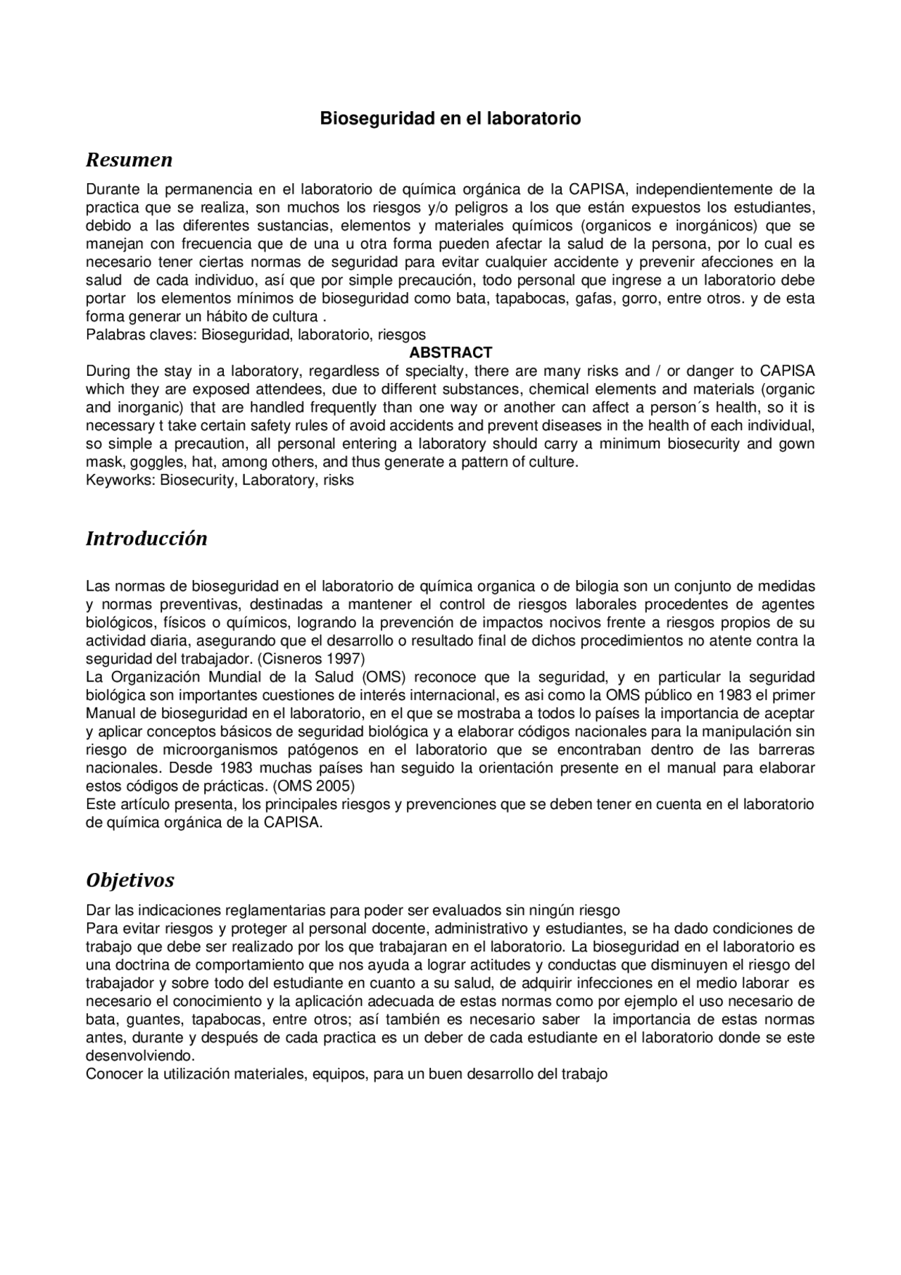 Apuntes Sobre La Bioseguridad Docsity