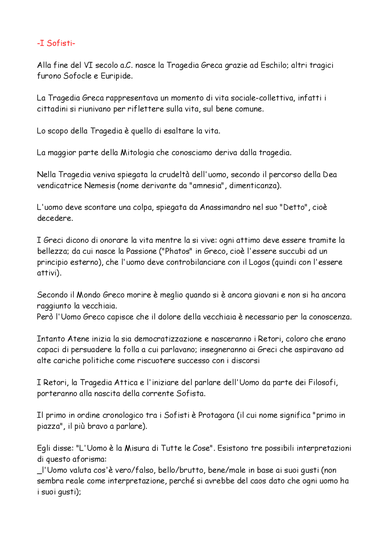 Sofisti Gorgia E Protagora Docsity