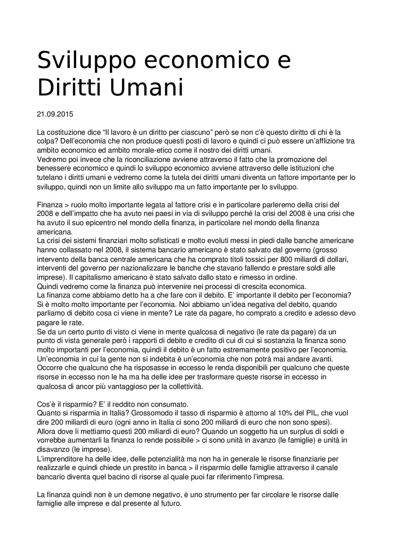 Sviluppo Economico E Diritti Umani Docsity