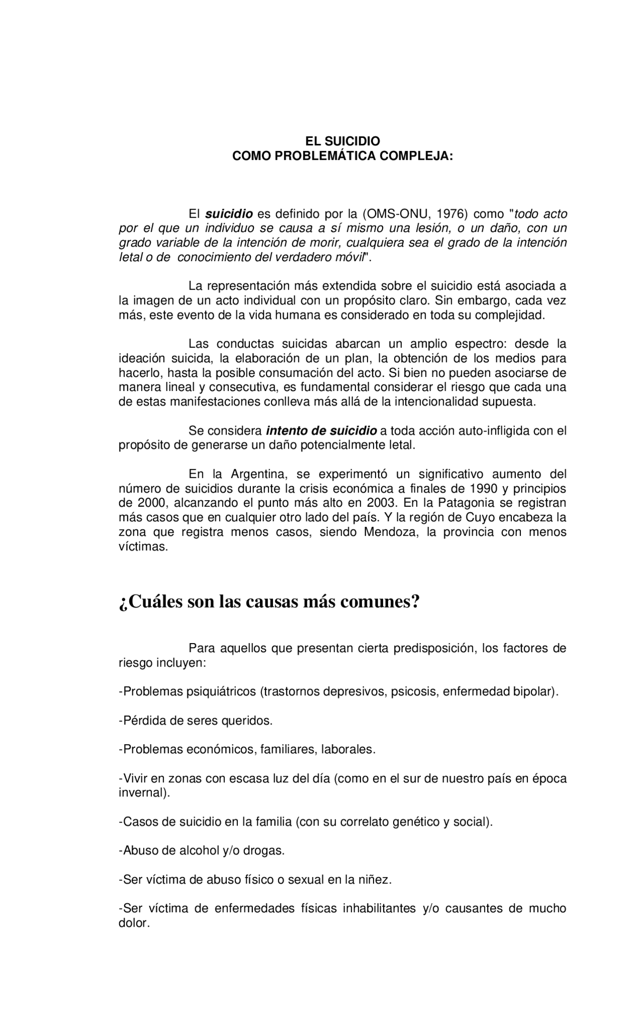 Apuntes Sobre El Suicidio Docsity