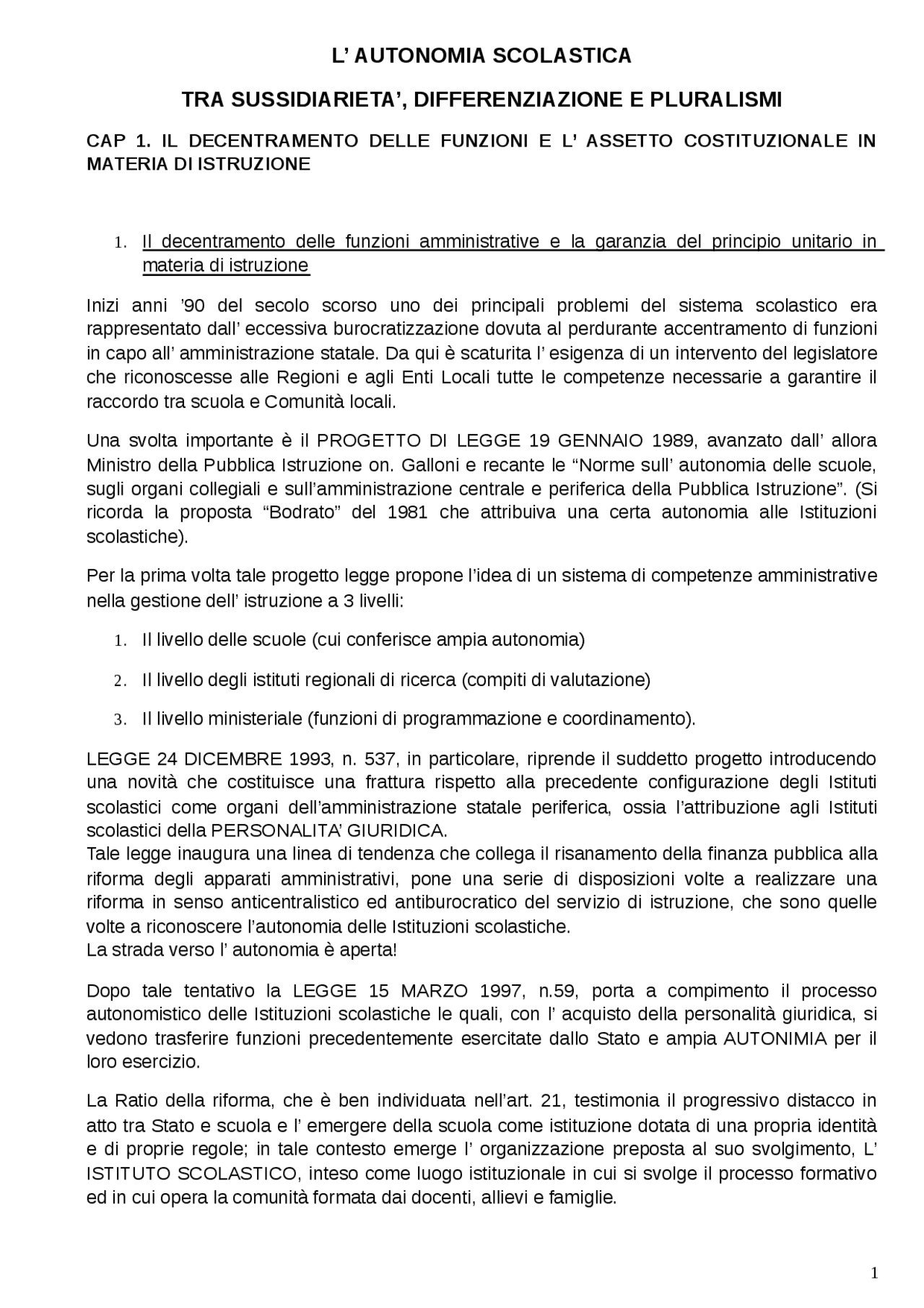 Autonomia Scolastica Docsity