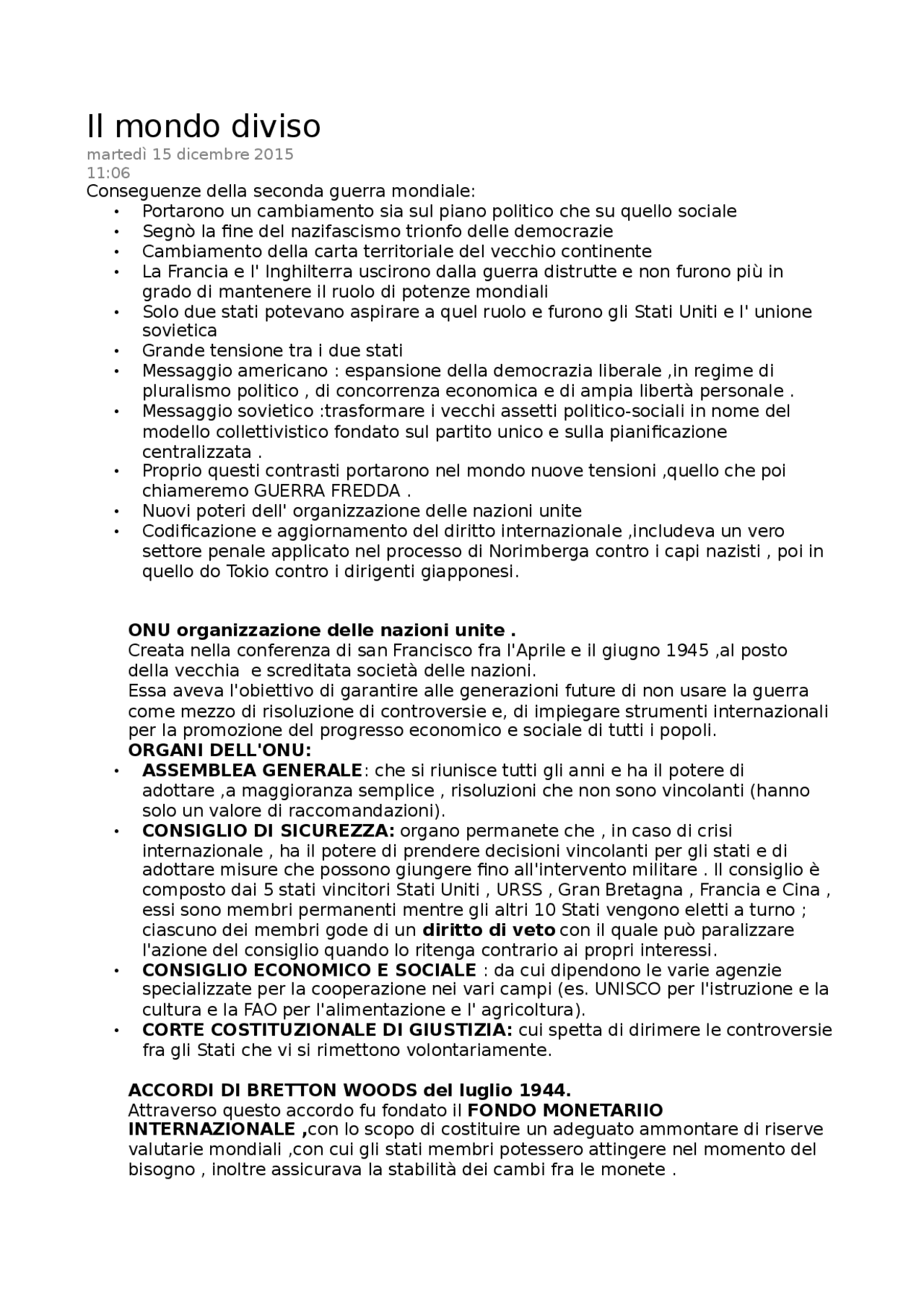 Il Mondo Diviso Docsity