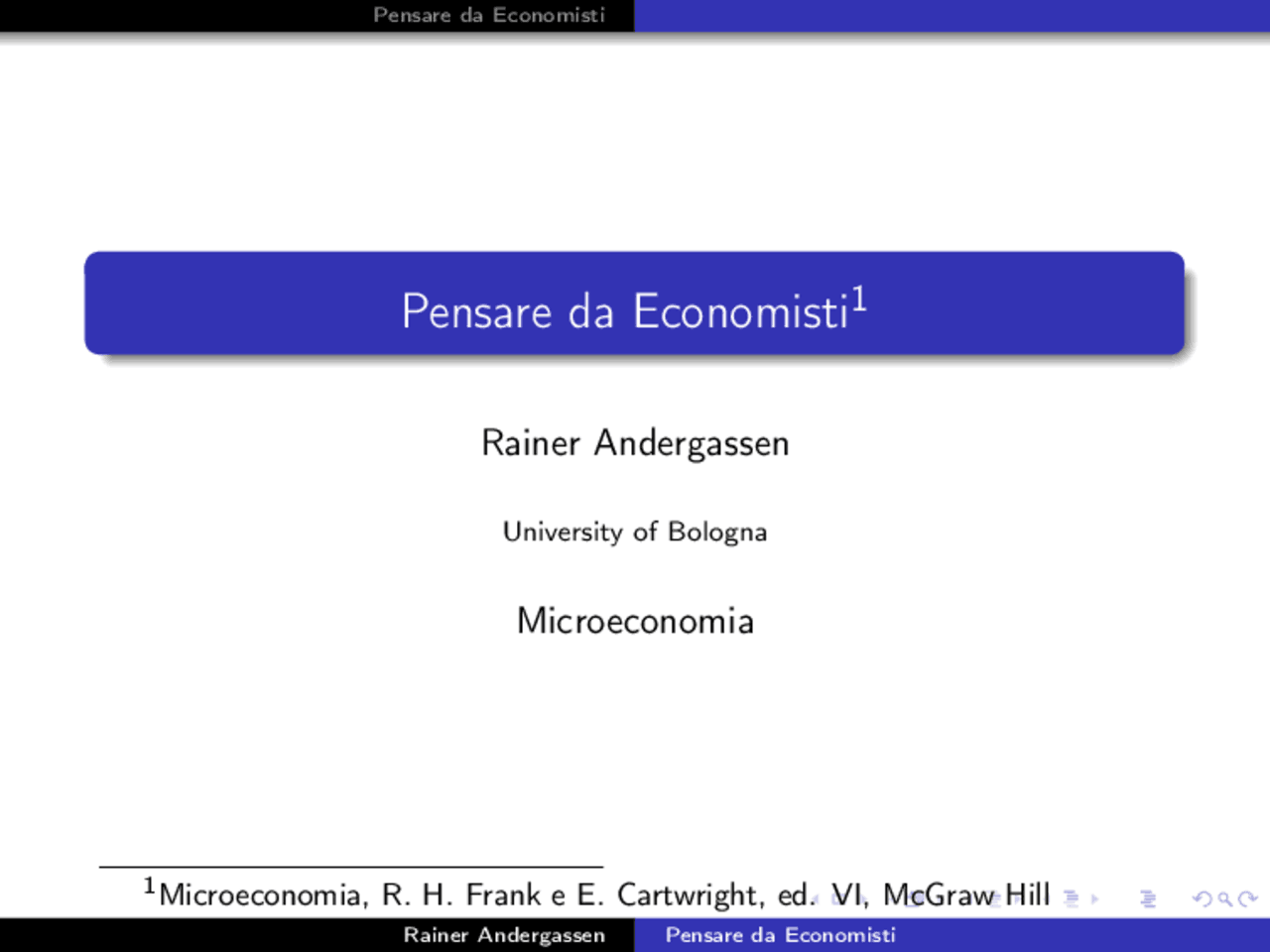 1 pensare da economisti - Docsity