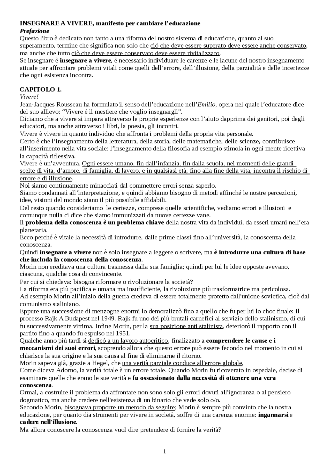 Insegnare A Vivere Morin Docsity