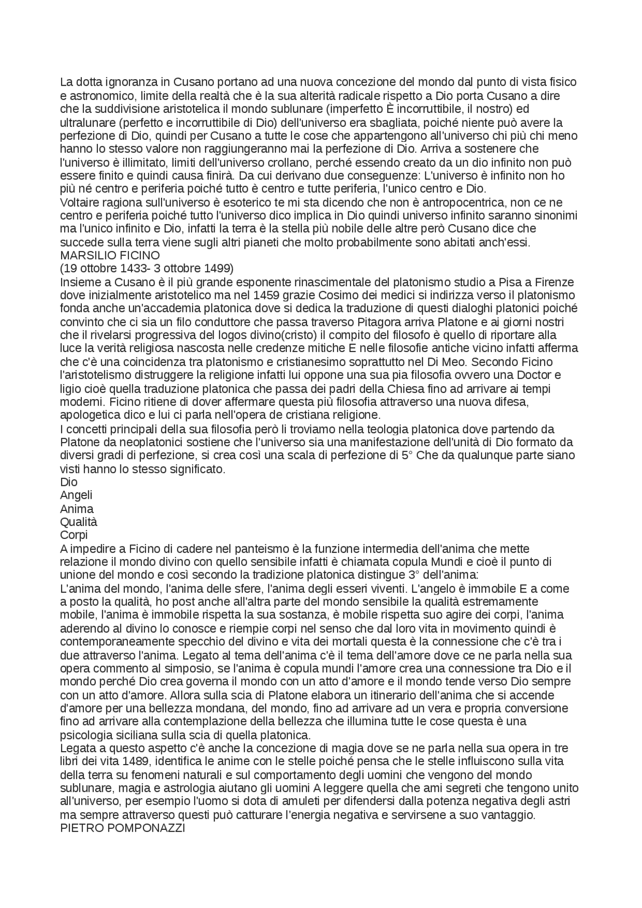 La Dotta Ignoranza In Cusano Appunti Di Filosofia Docsity
