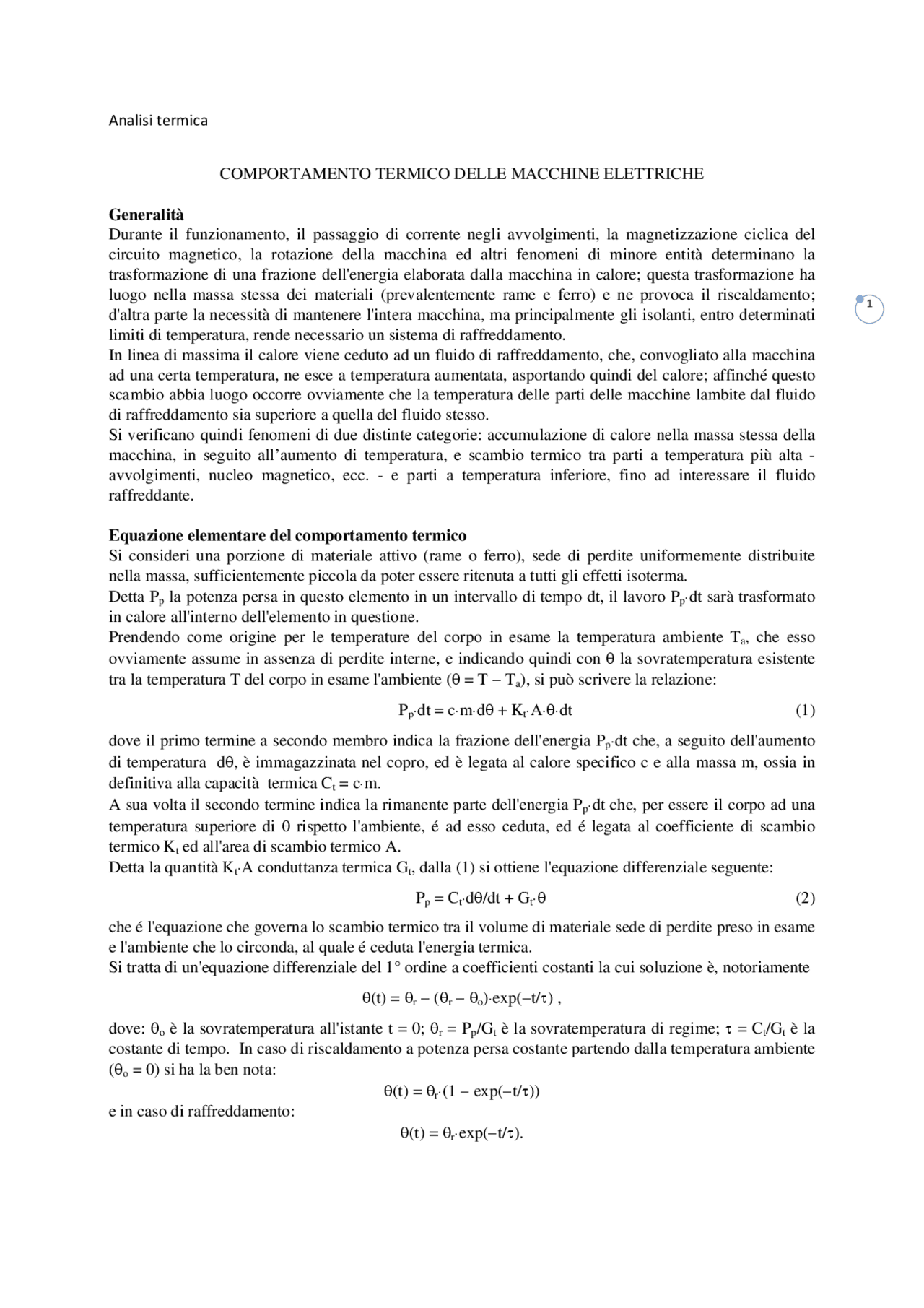 Macchine Elettriche Analisi Termica Docsity