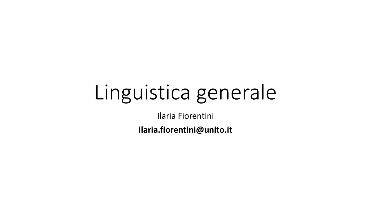 Corso Di Linguistica Generale 4 Lezione Docsity