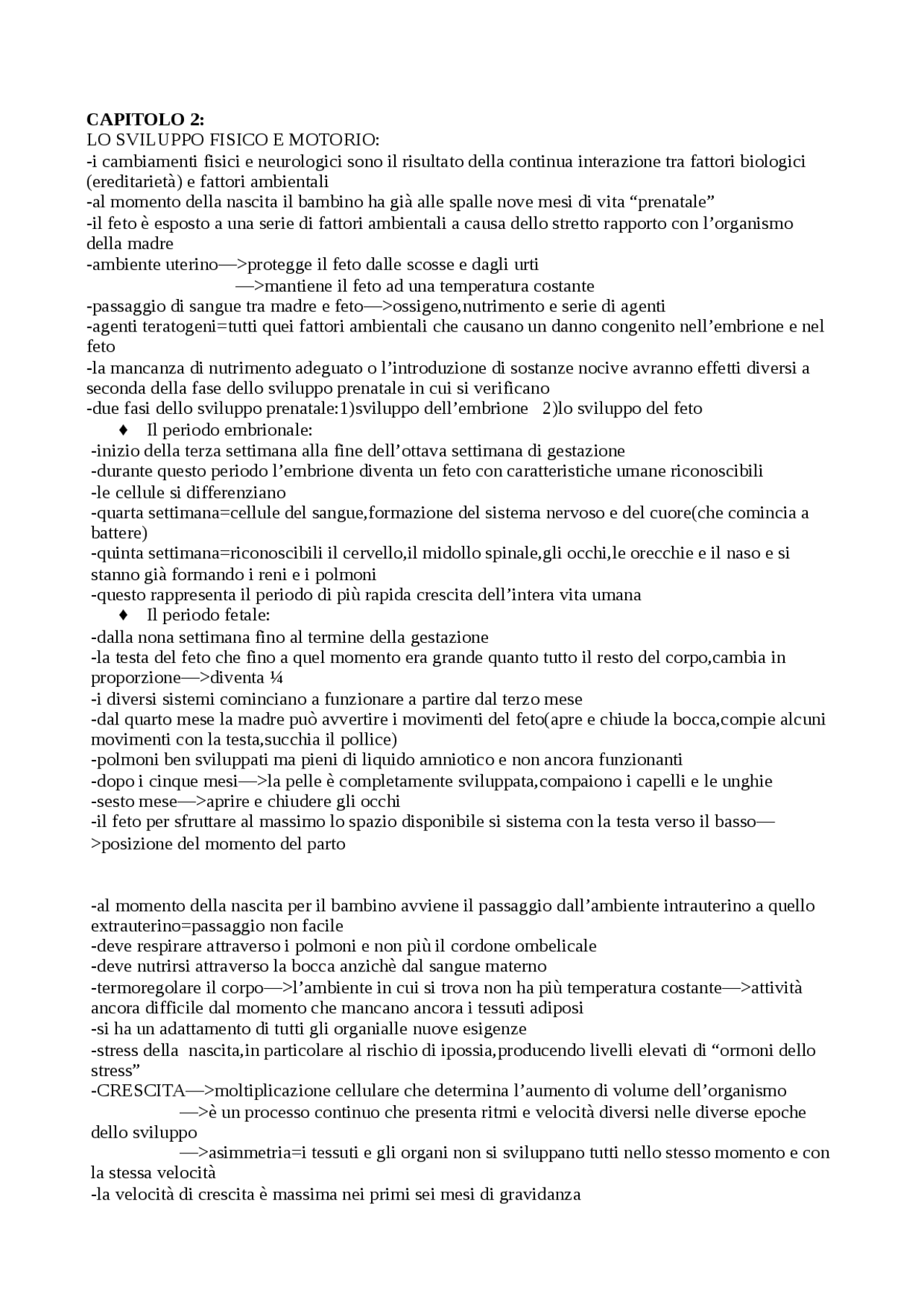 Sviluppo Fisico E Motorio Docsity