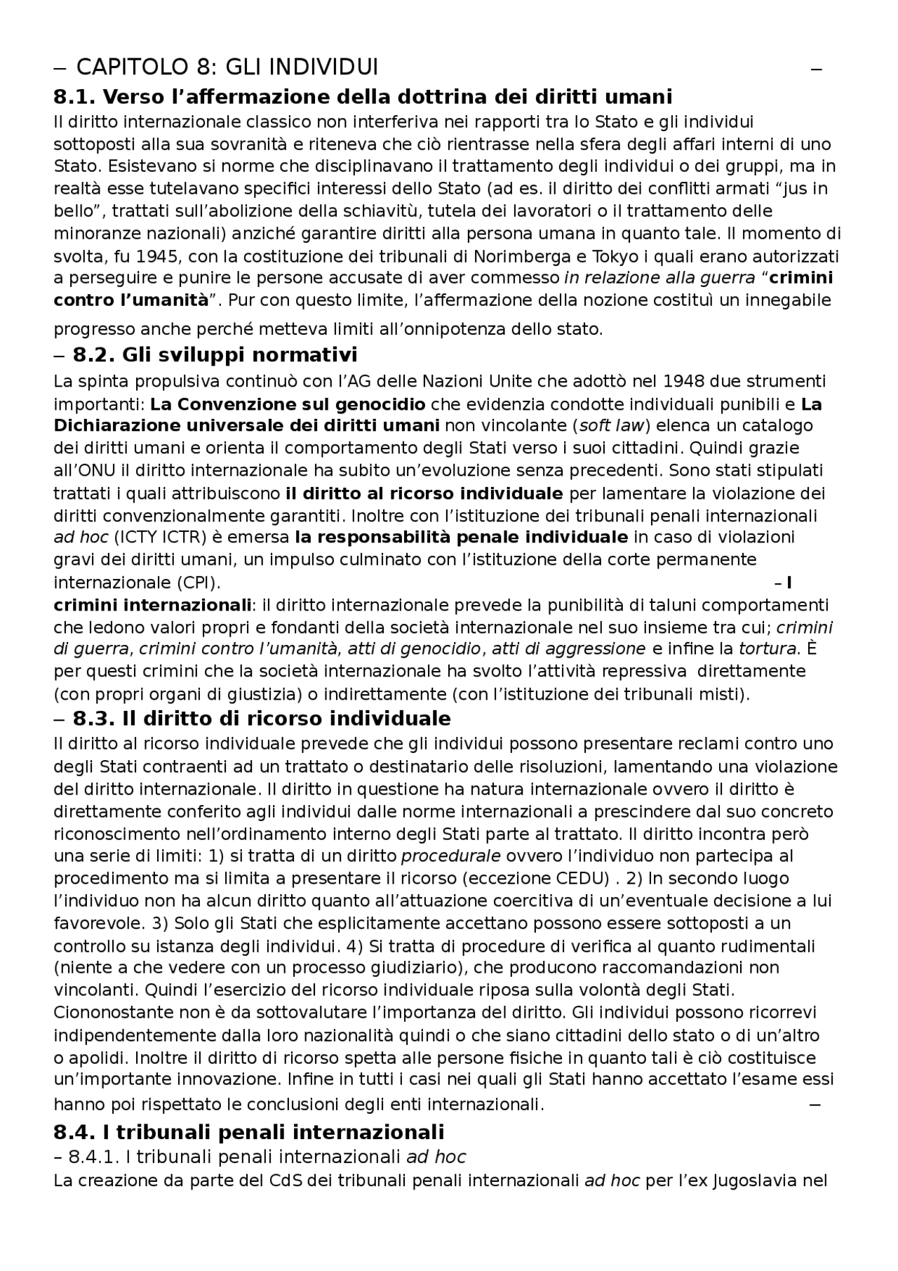 Capitolo 8 Diritto Internazionale Cassese Docsity