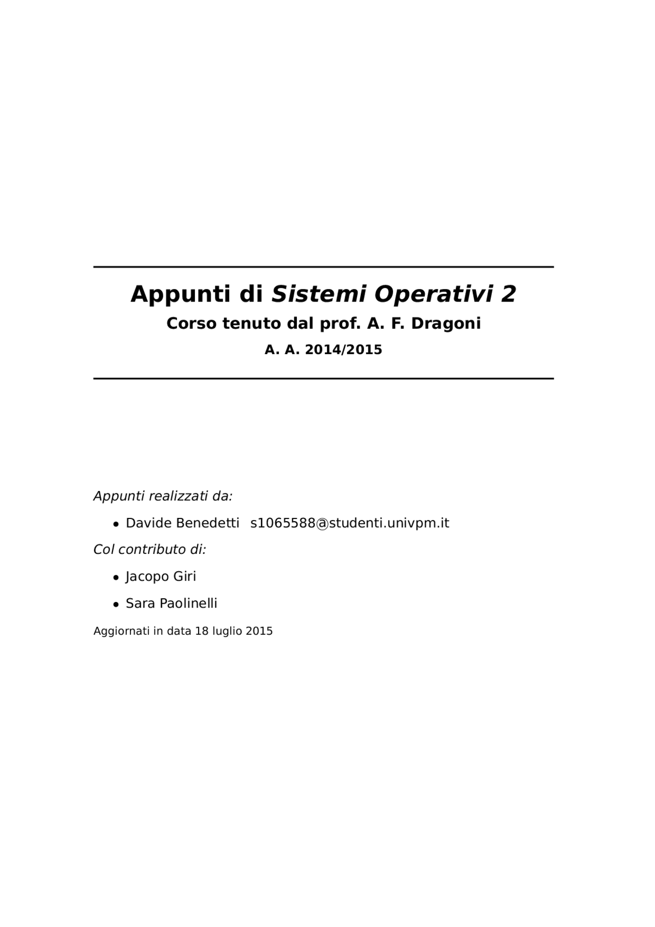 Sistemi Operativi 2 Docsity