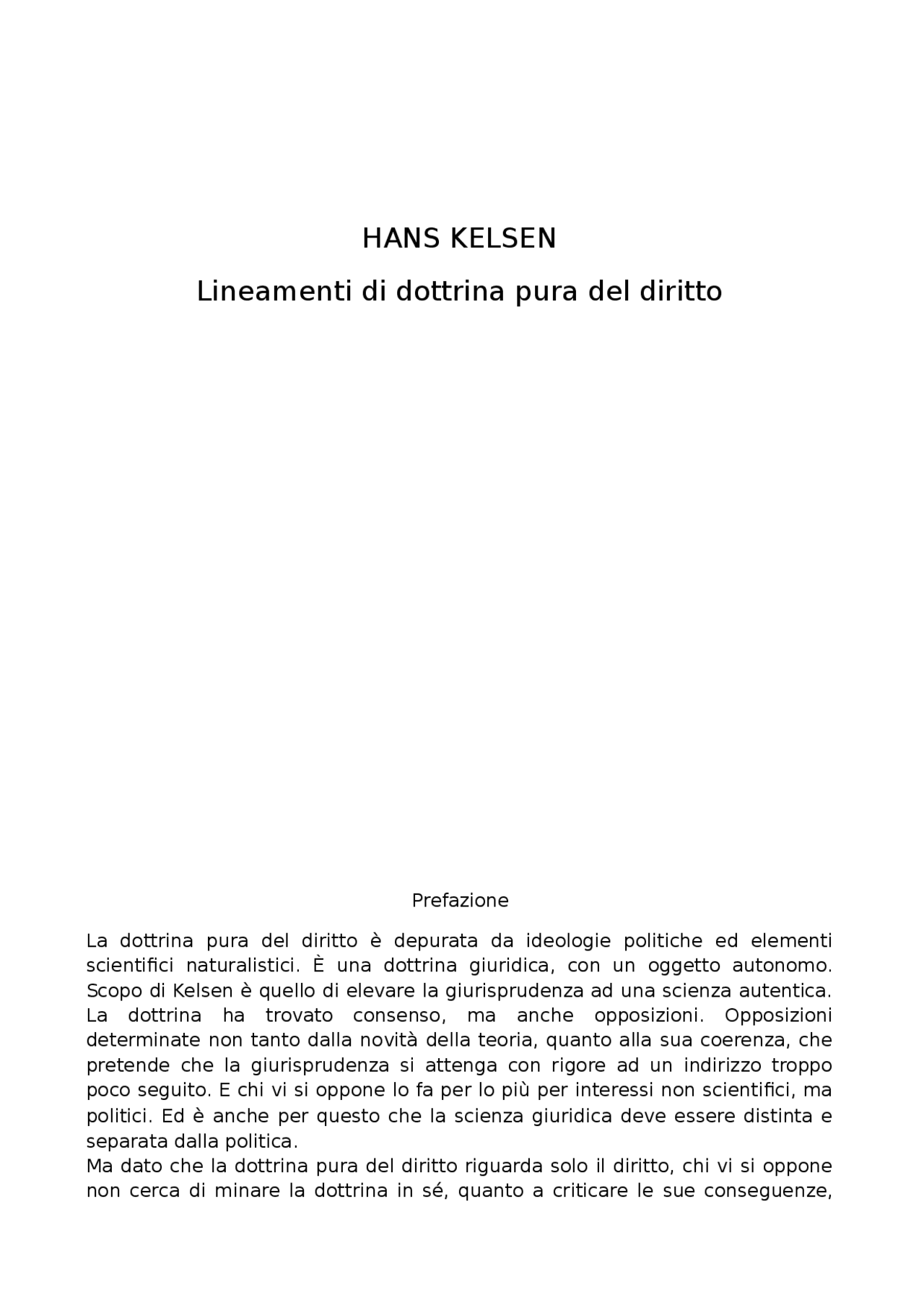 Hans Kelsen E Lineamenti Di Dottrina Pura Del Diritto Docsity