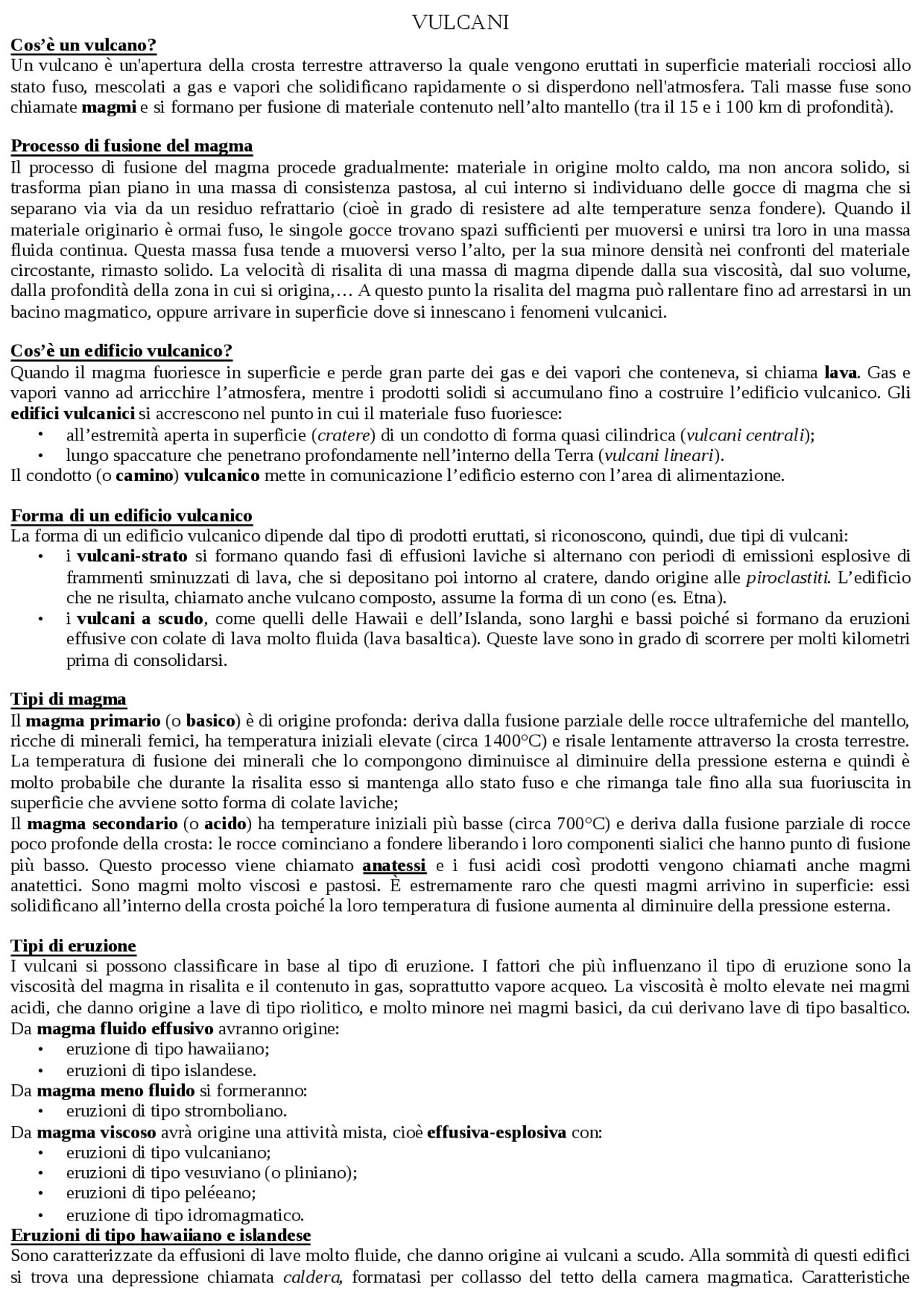 Vulcani Docsity